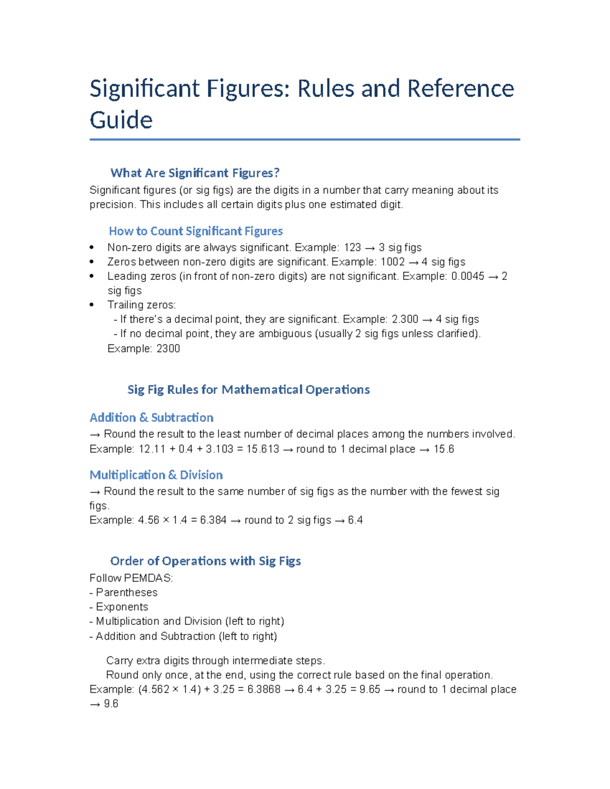 Significant Figures: Comprehensive Rules & Reference Guide - Studocu
