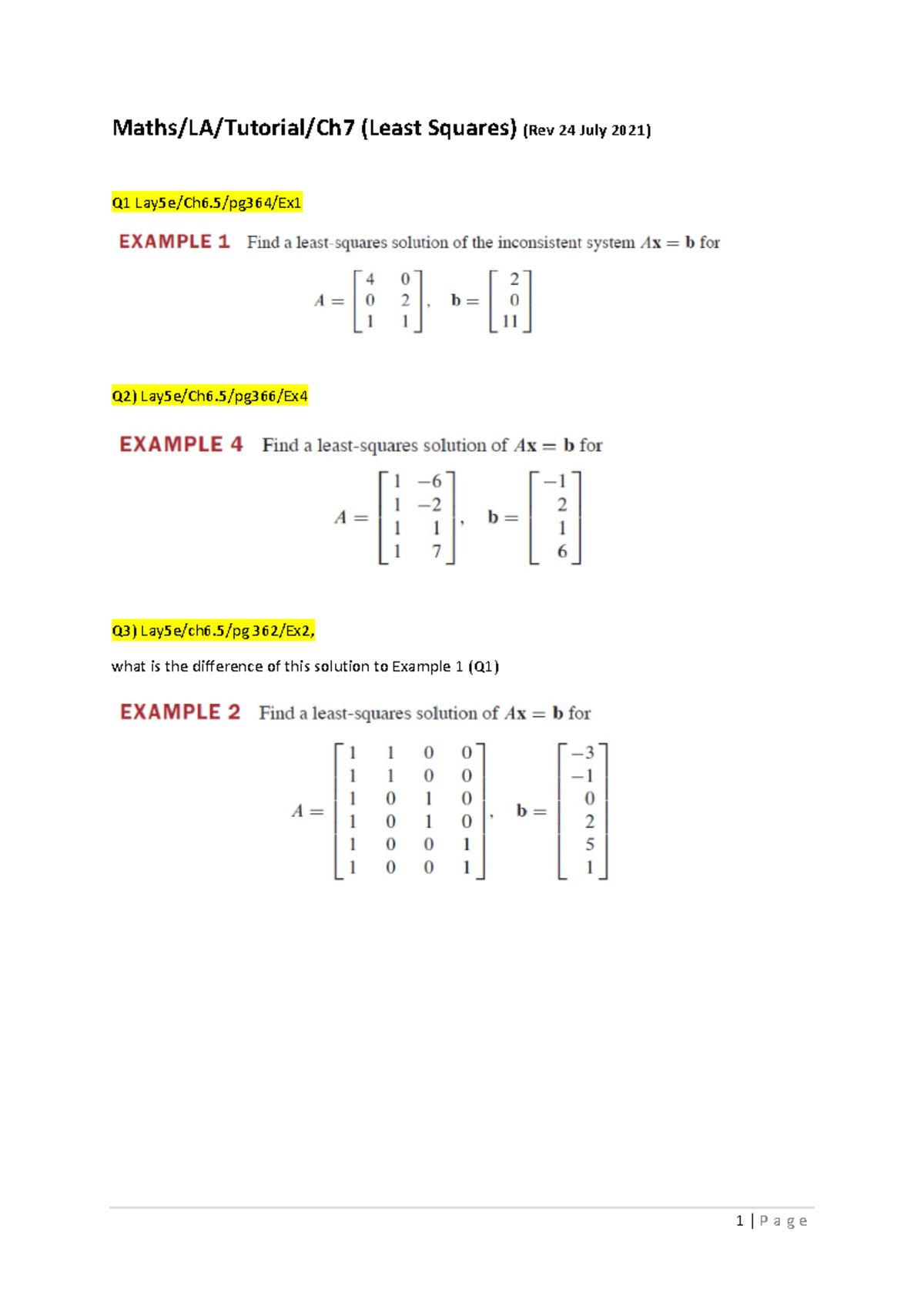 Tut 7: Least Squares Analysis & Linear Regression Applications - Studocu