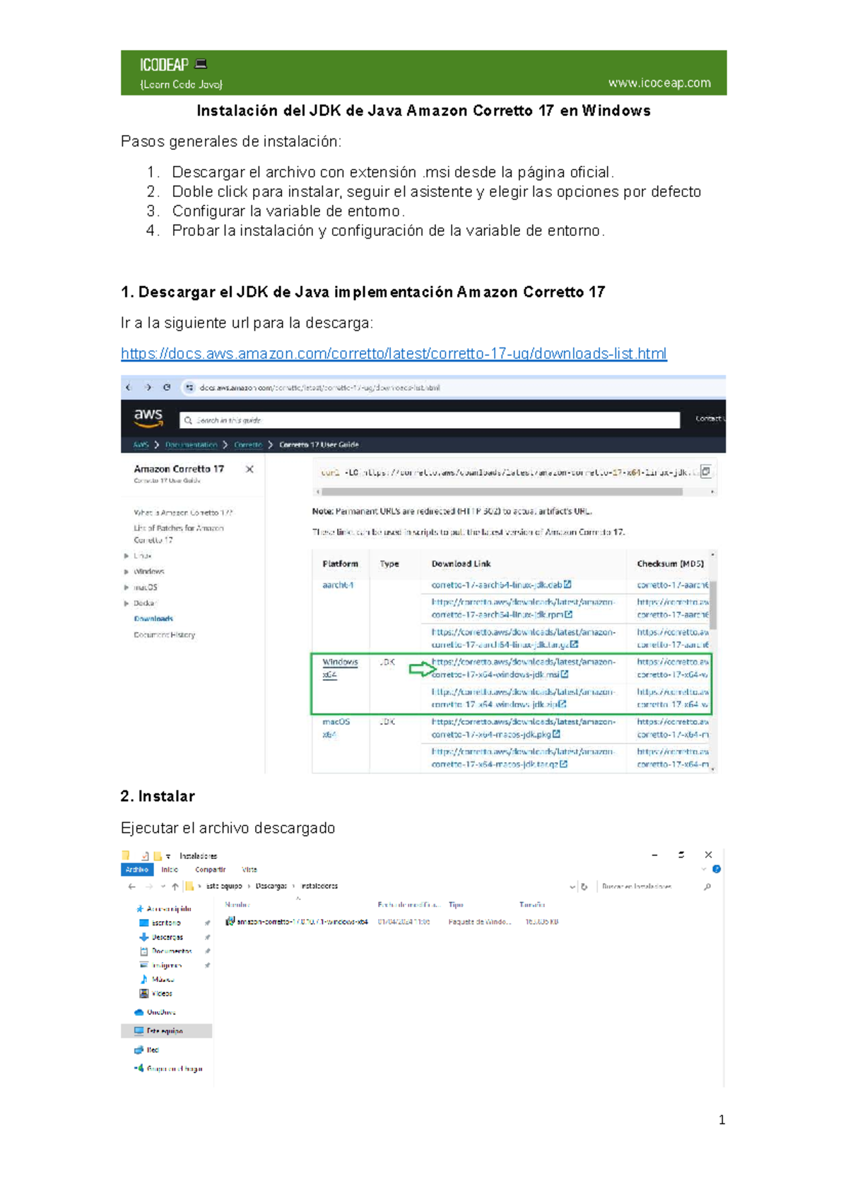 Instalación del JDK de Java Amazon Corretto 17 en Windows - Studocu