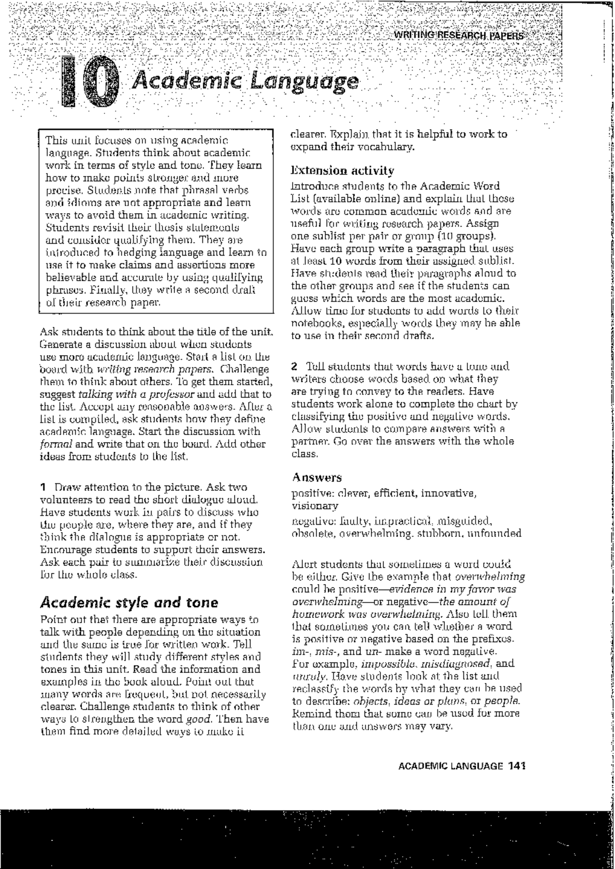 ACADEMIC WRITING 1: Enhancing Research Paper Language Skills - Studocu