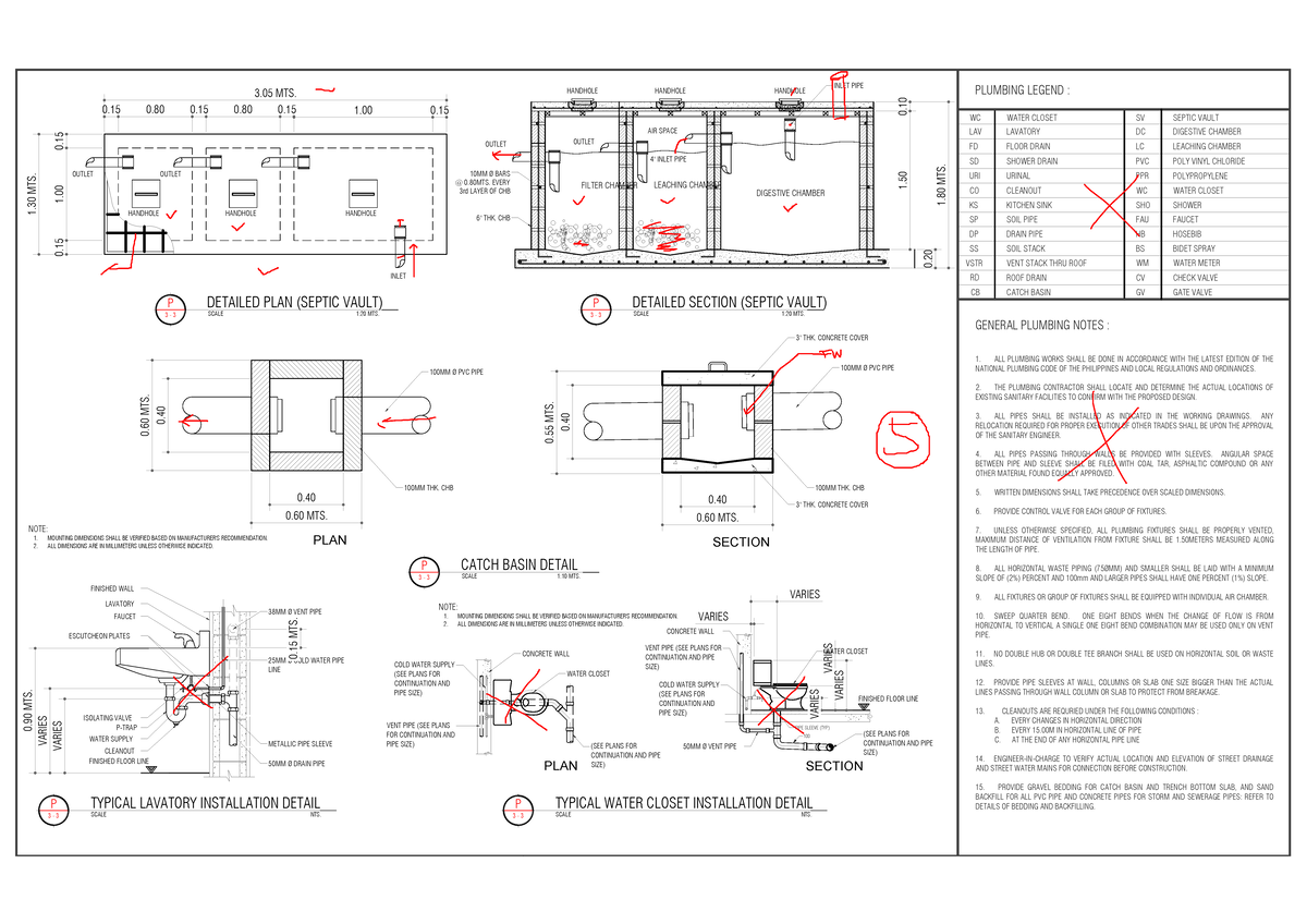 Plumbing 4: Detailed Septic Vault Plan and General Notes - Studocu