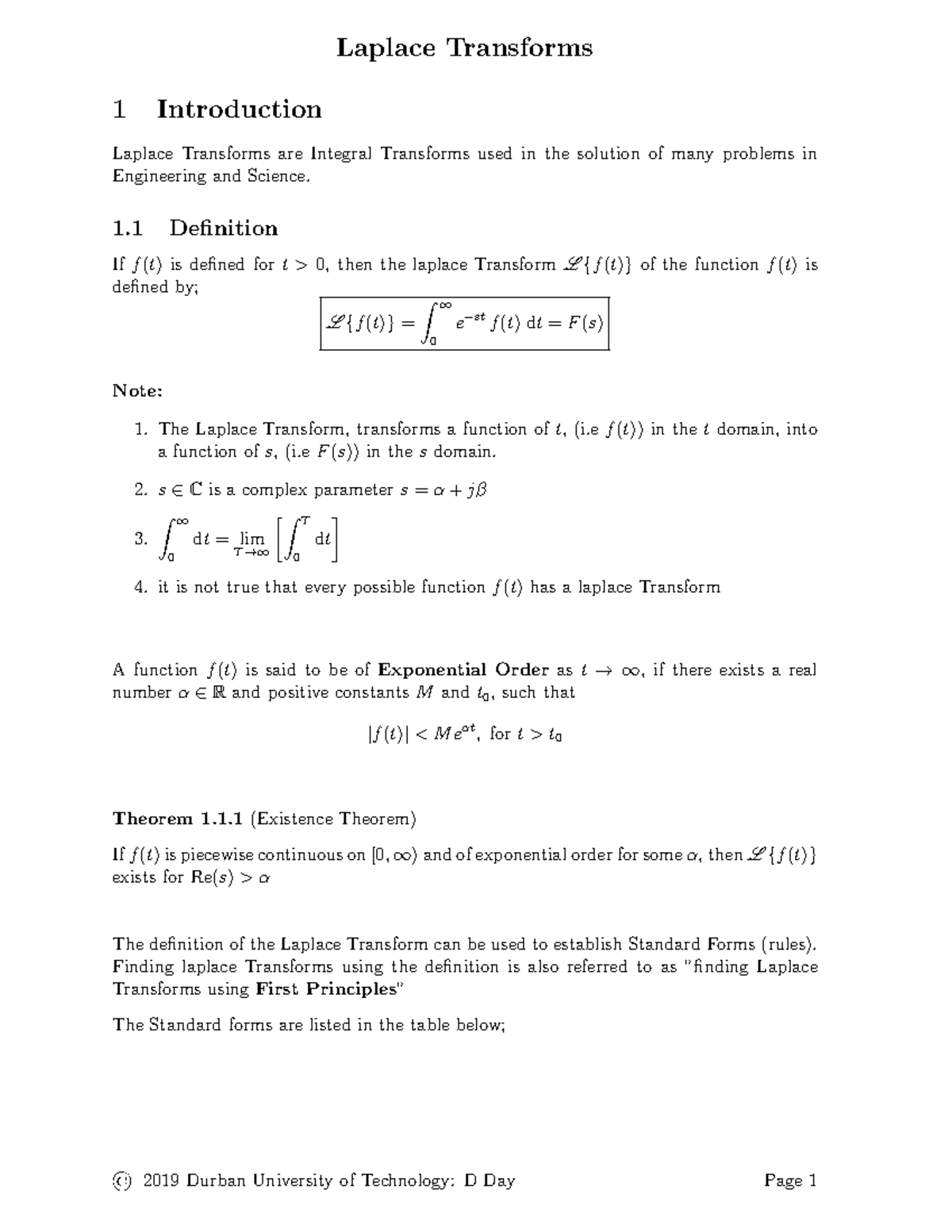 Laplace Transforms 1: Introduction and Key Properties for Engineering ...