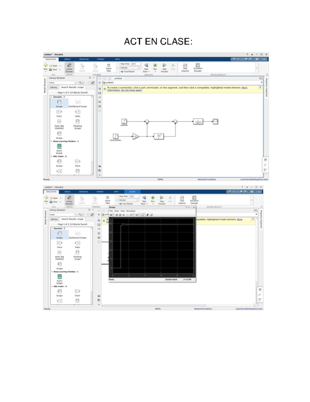 ACT EN CLASE: Simulink Simulation Debugging Model Overview - Studocu
