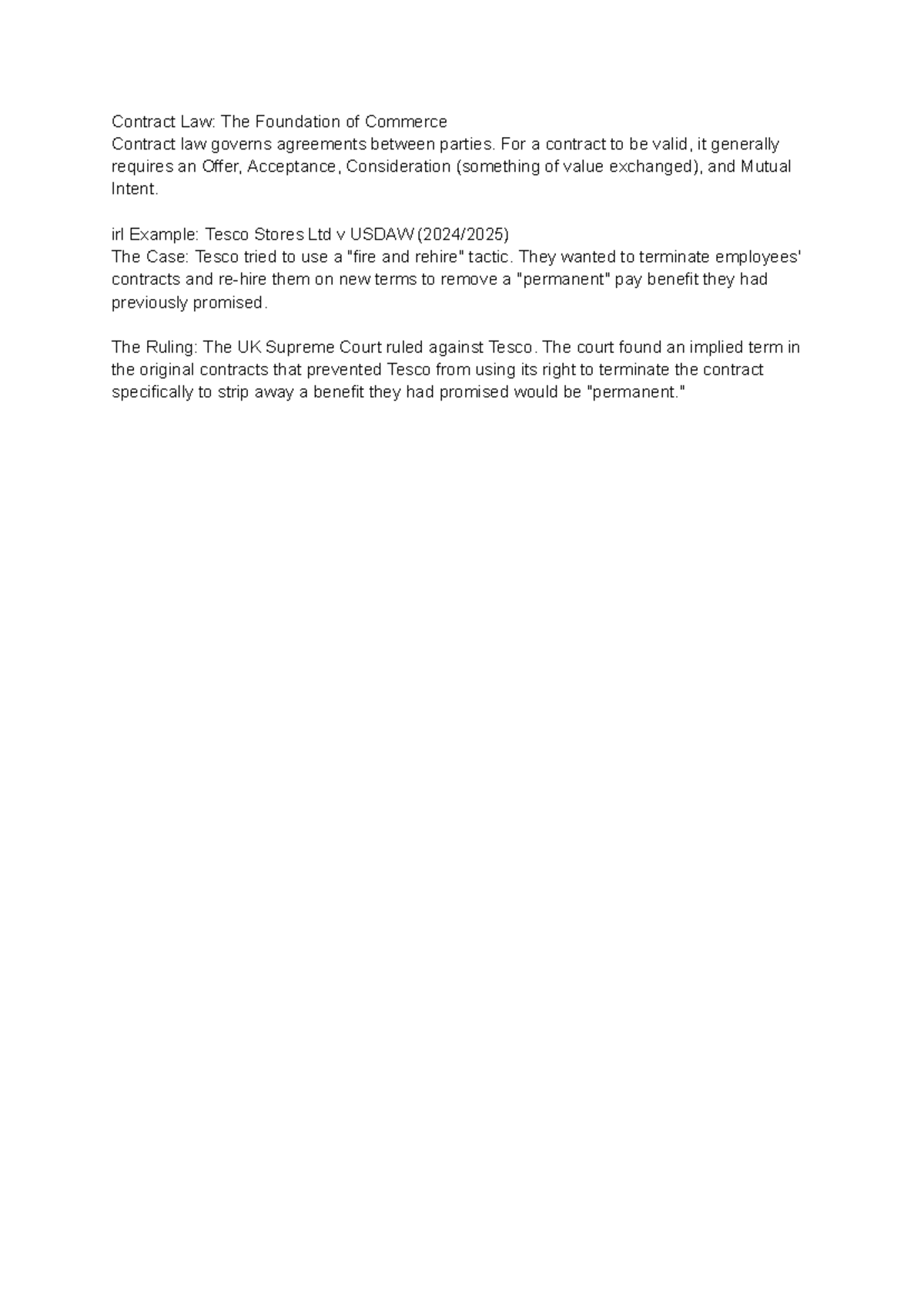 Contract Law: Foundations & Key Cases (LAW 101) - Studocu