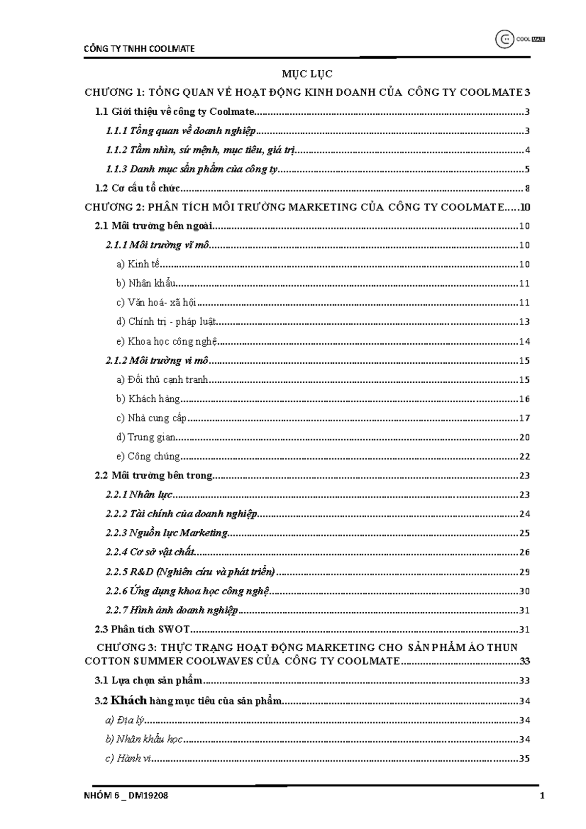 Báo cáo nghiên cứu ASM: Phân tích hoạt động kinh doanh Coolmate - Studocu