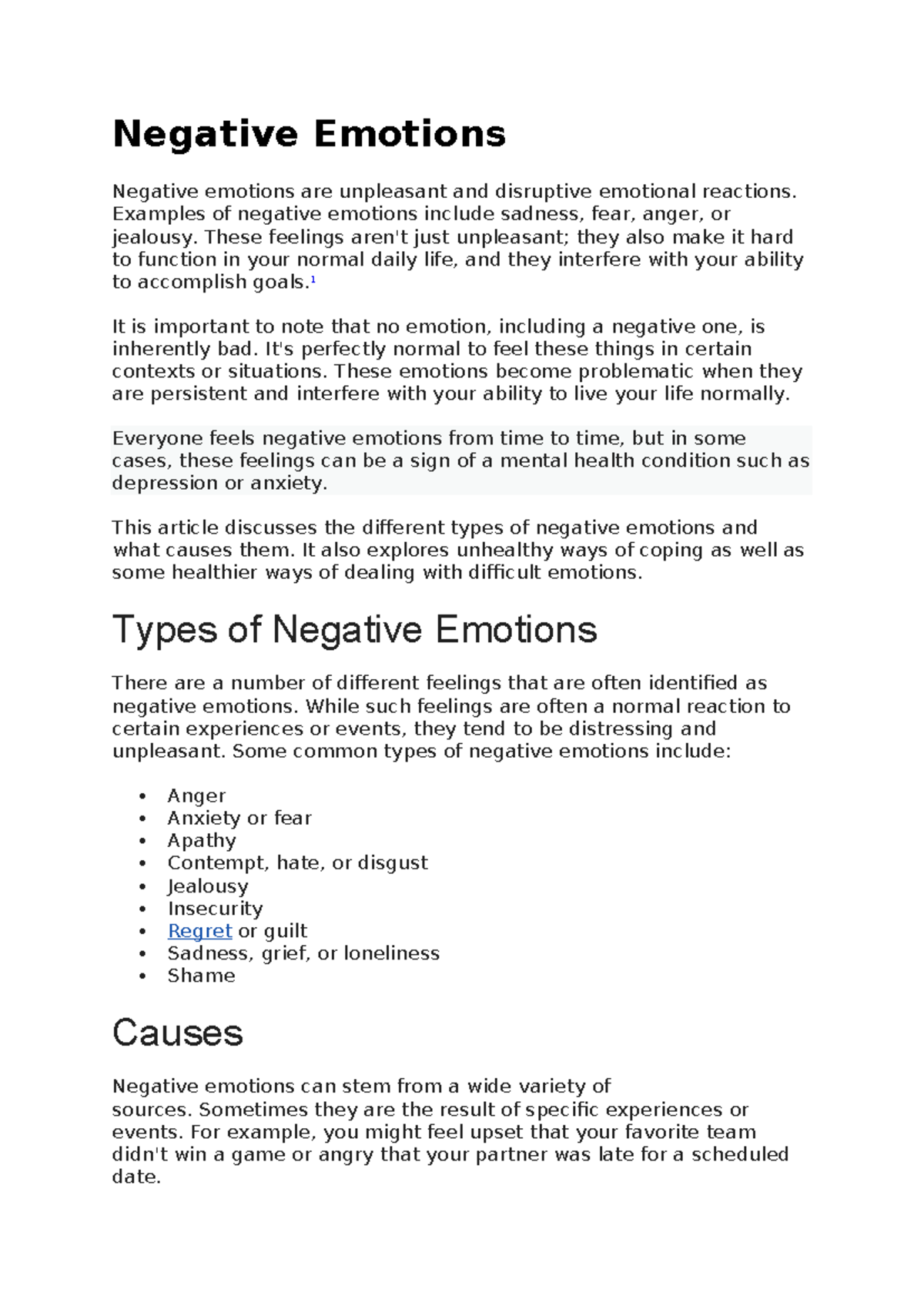 NE - good - Negative Emotions Negative emotions are unpleasant and ...