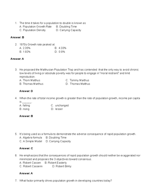 Population Development QUIZ Reviewer - POPULATION DEVELOPMENT QUIZ ...