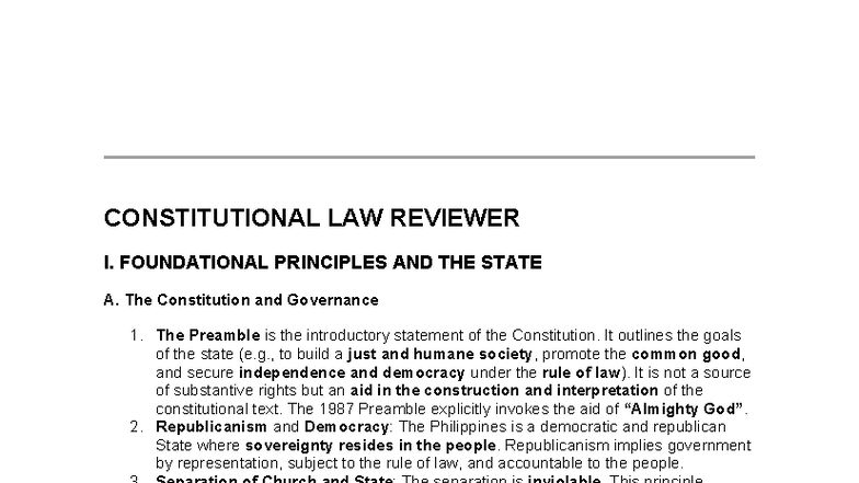 Constitutional LAW Chapter 5-19 Reviewer - CONSTITUTIONAL LAW REVIEWER ...