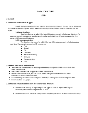 DS UNIT 3 AI & DS - GOOD - UNIT- 3 4 Marks Explain the types of linked list (LL)? The types of ...