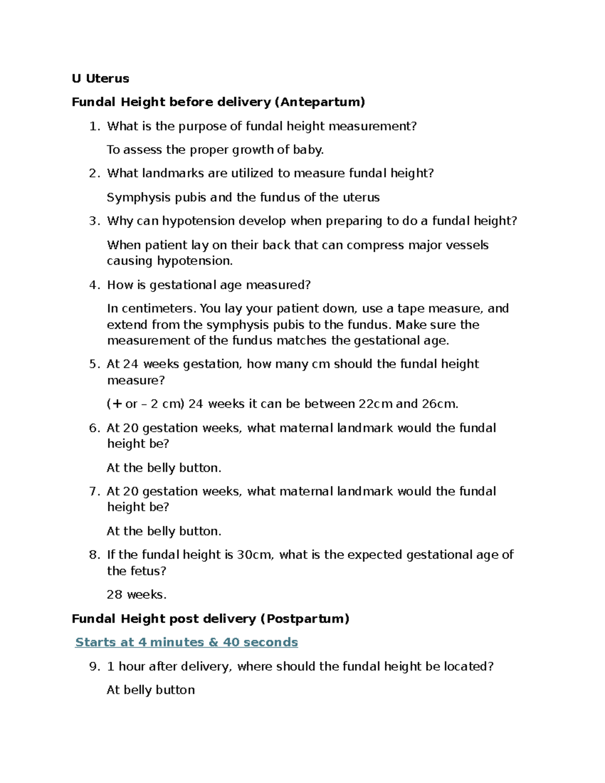 U Uterus Fundal Height Measurement: Antepartum & Postpartum Insights ...