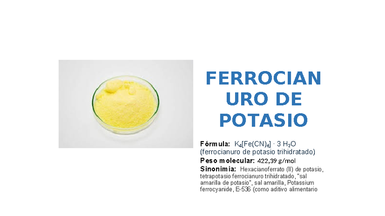 Avance sobre el Ferrocianuro de Potasio (K₄[Fe(CN)₆]·3H₂O) - Studocu
