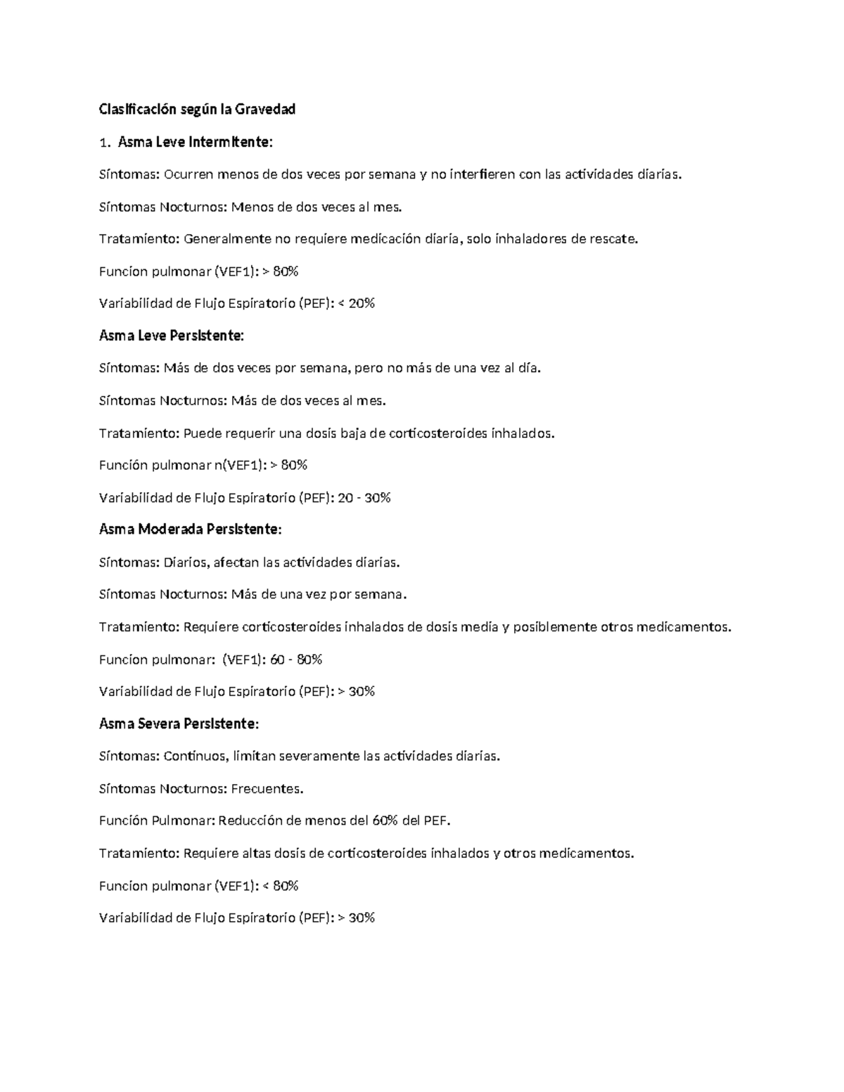 Asma - Todo sobre el asma - Clasificación según la Gravedad Asma Leve ...