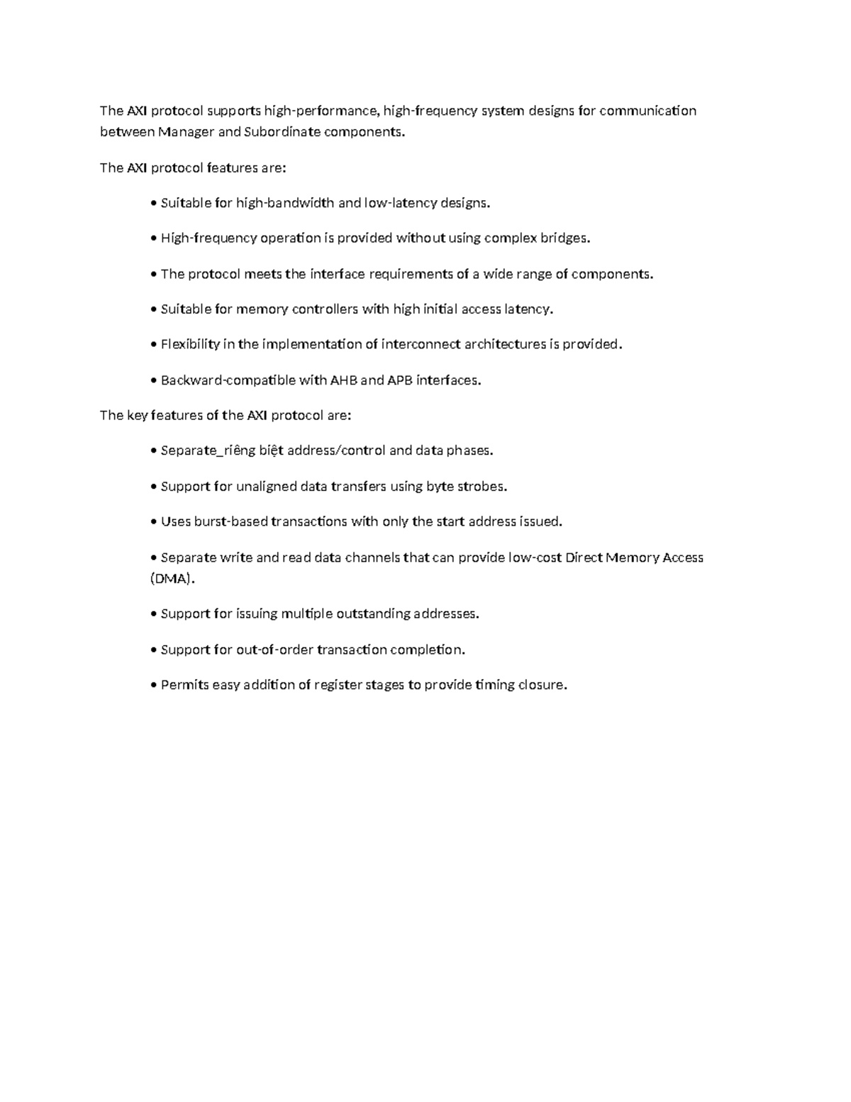 AXI Protocol Overview: Key Features & System Design Insights - Studocu