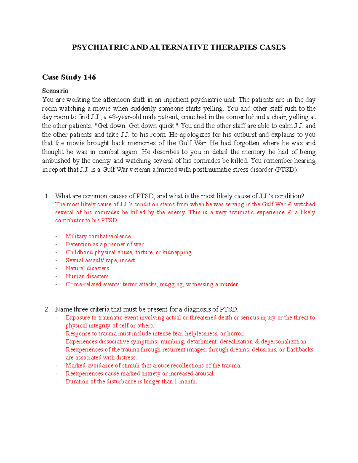 Case Study 146: Understanding PTSD Symptoms and Therapeutic Measures ...