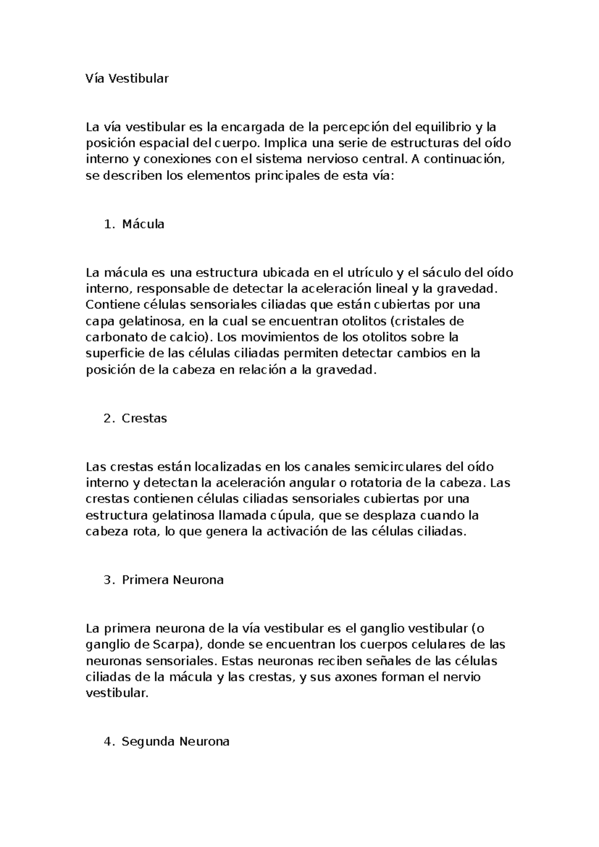 Resumen de la Vía Vestibular: Neuroanatomía y Aplicaciones Clínicas ...