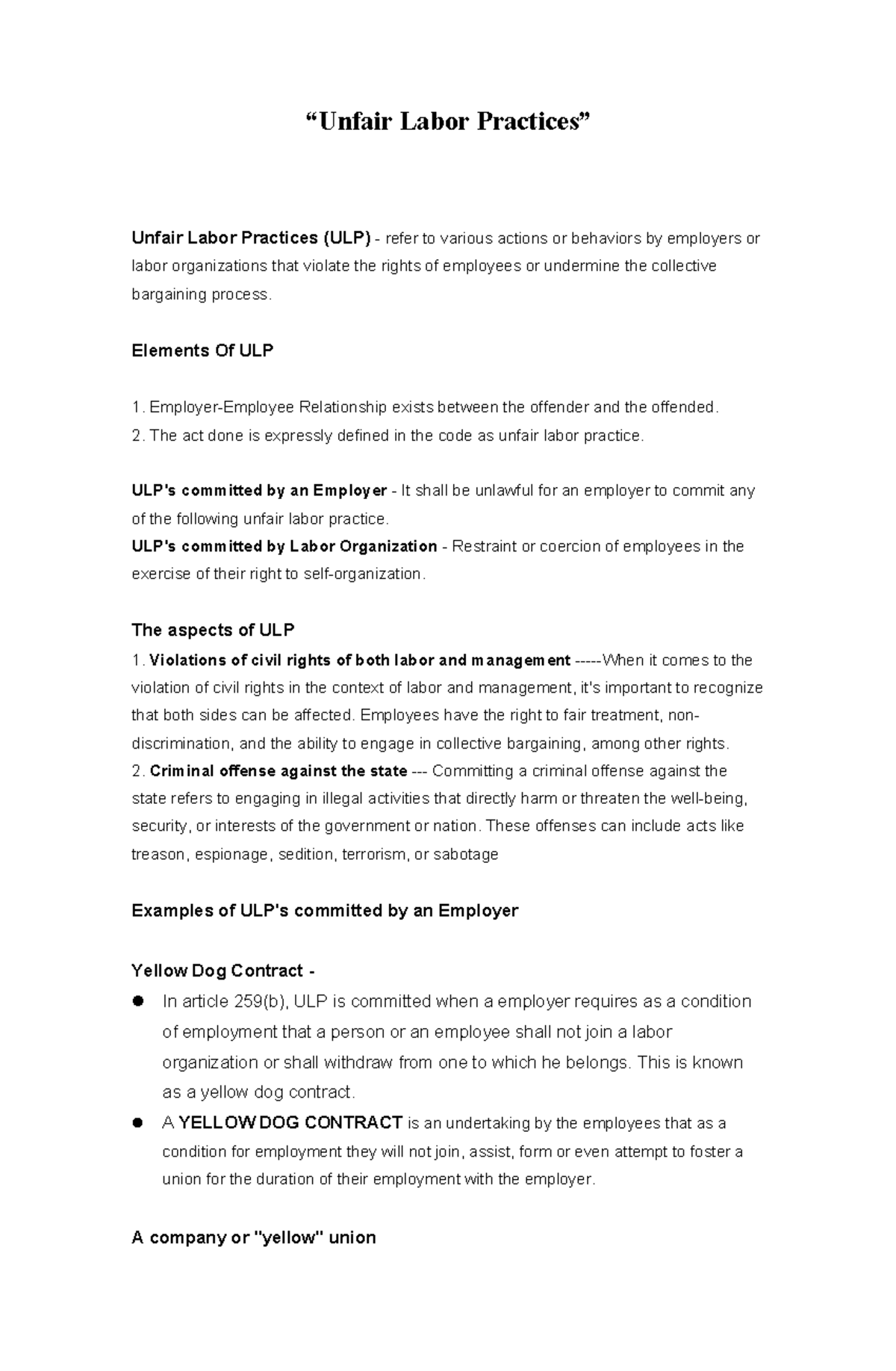 Understanding Unfair Labor Practices (ULP): Key Elements and Examples ...