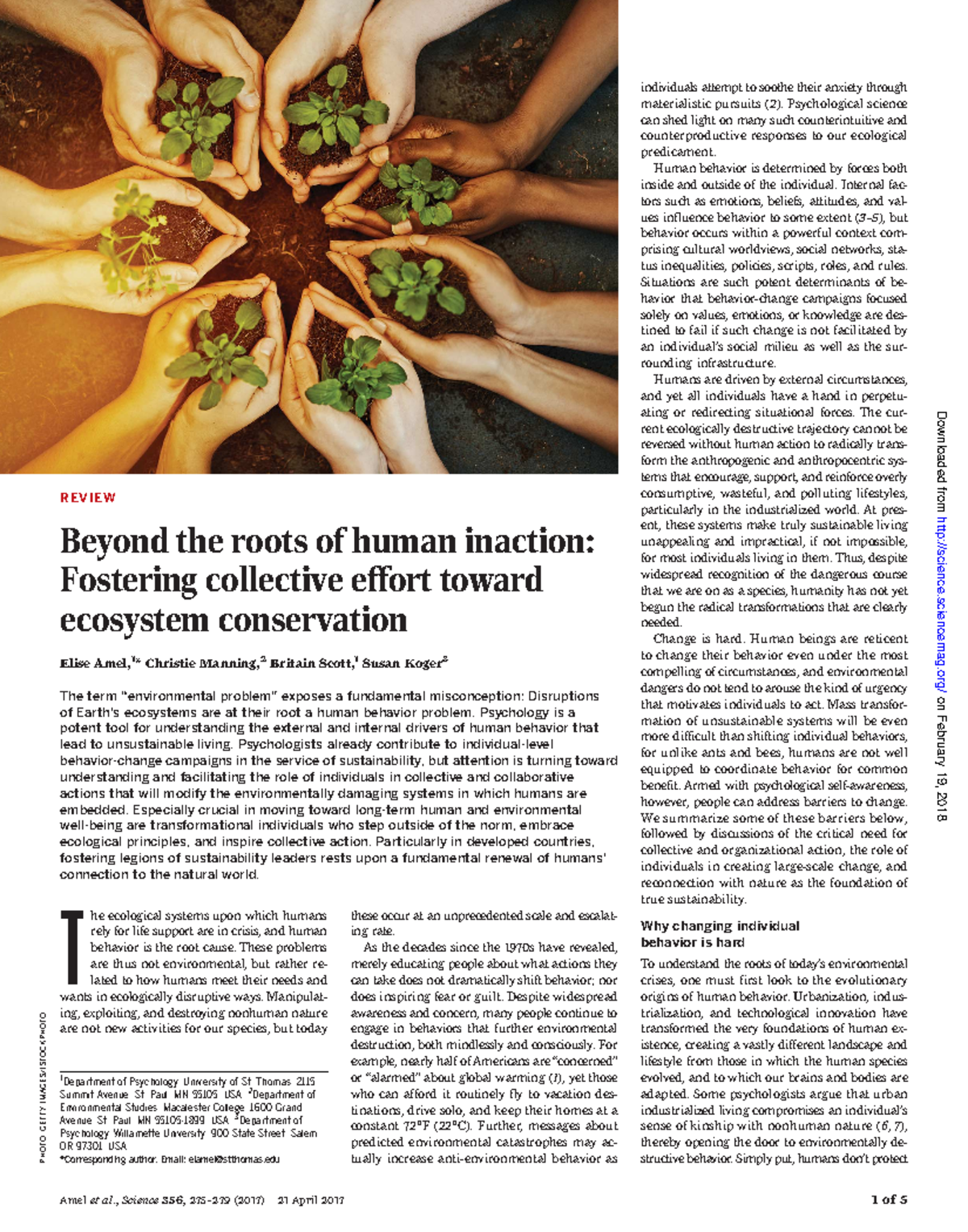 Beyond the roots of human inaction - REVIEW Beyond the roots of human ...