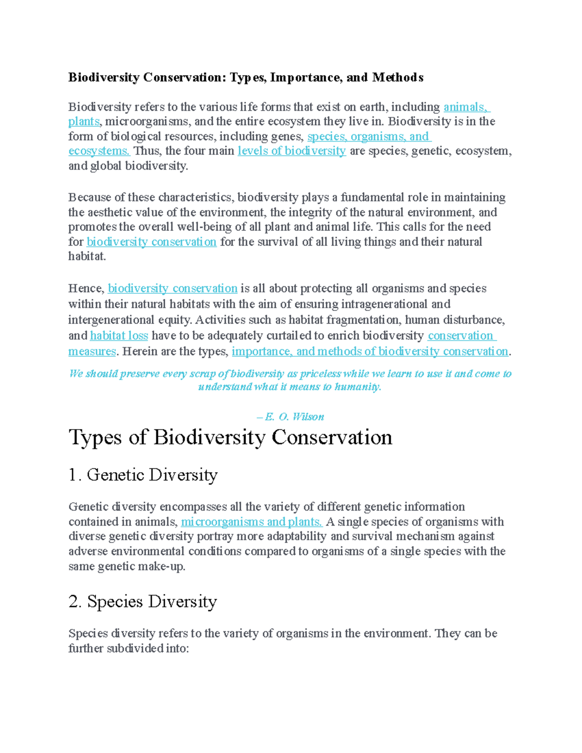 Biodiversity Conservation: Types, Importance & Methods Explained - Studocu