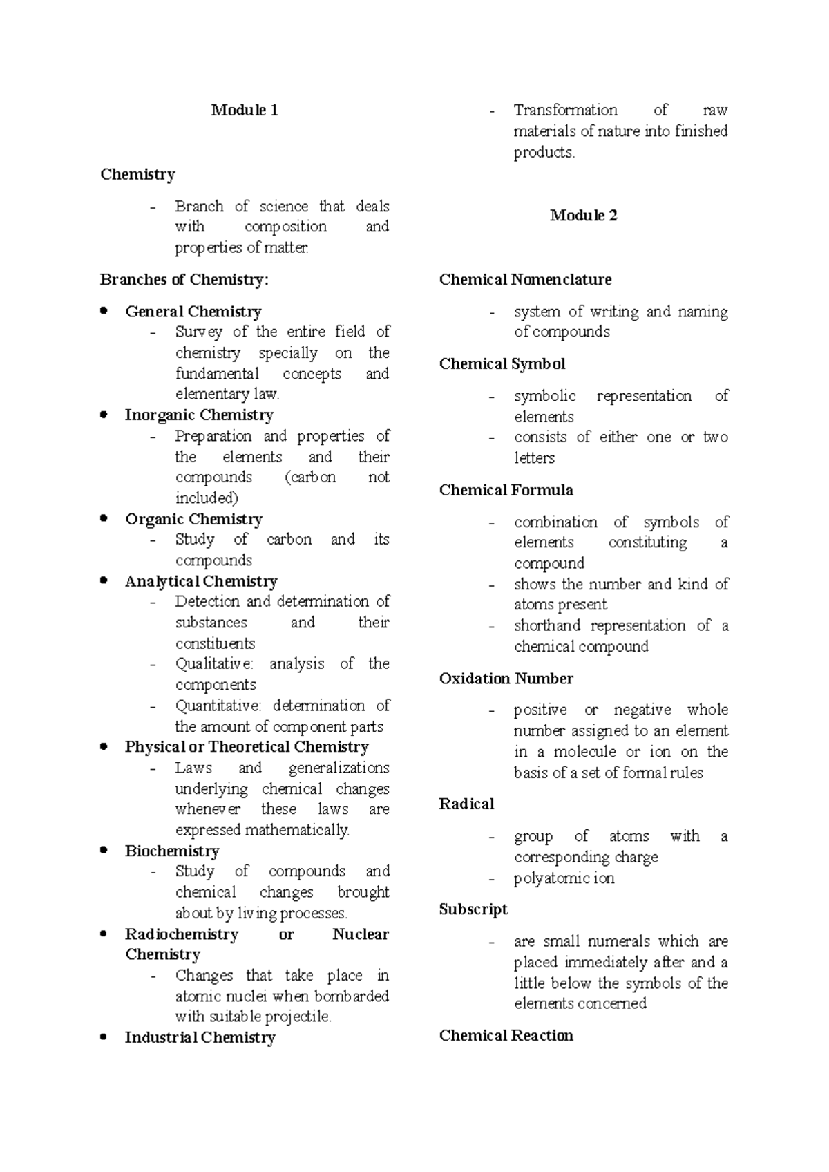 Anachem Lec - Analytical Chemistry: Transformation of Raw Materials and - Studocu
