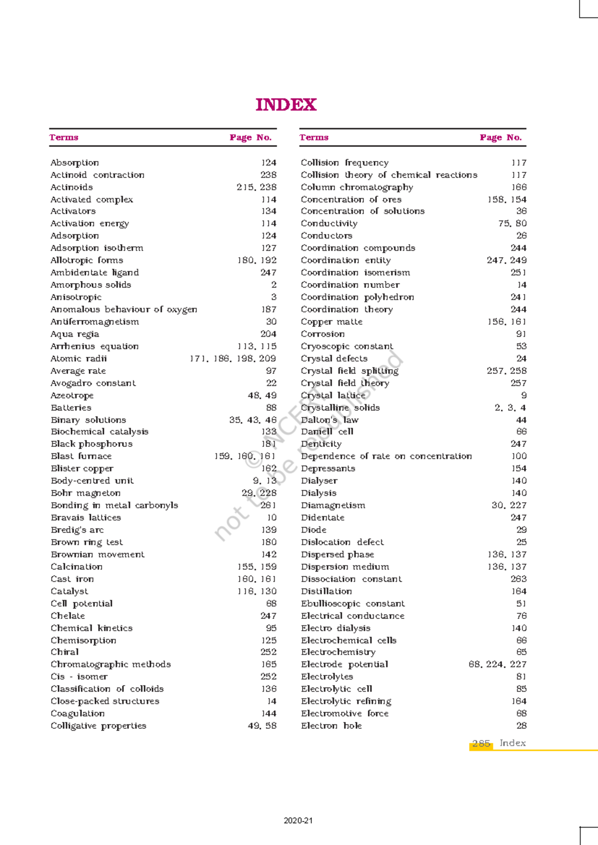 Lech1in - Ncert class 12 chemistry text book part 1 - 285 Index Terms ...