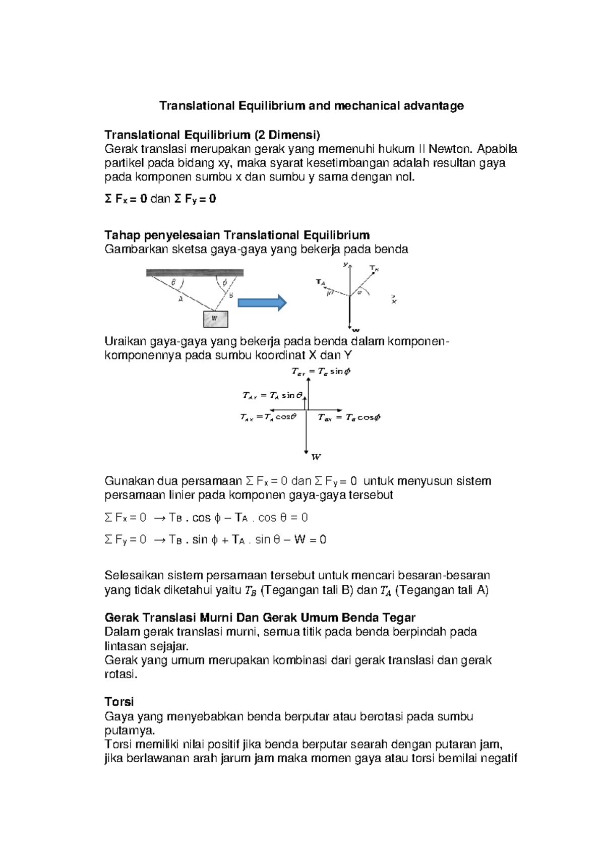 Chapter 7: Translational Equilibrium & Mechanical Advantage Mechanics ...