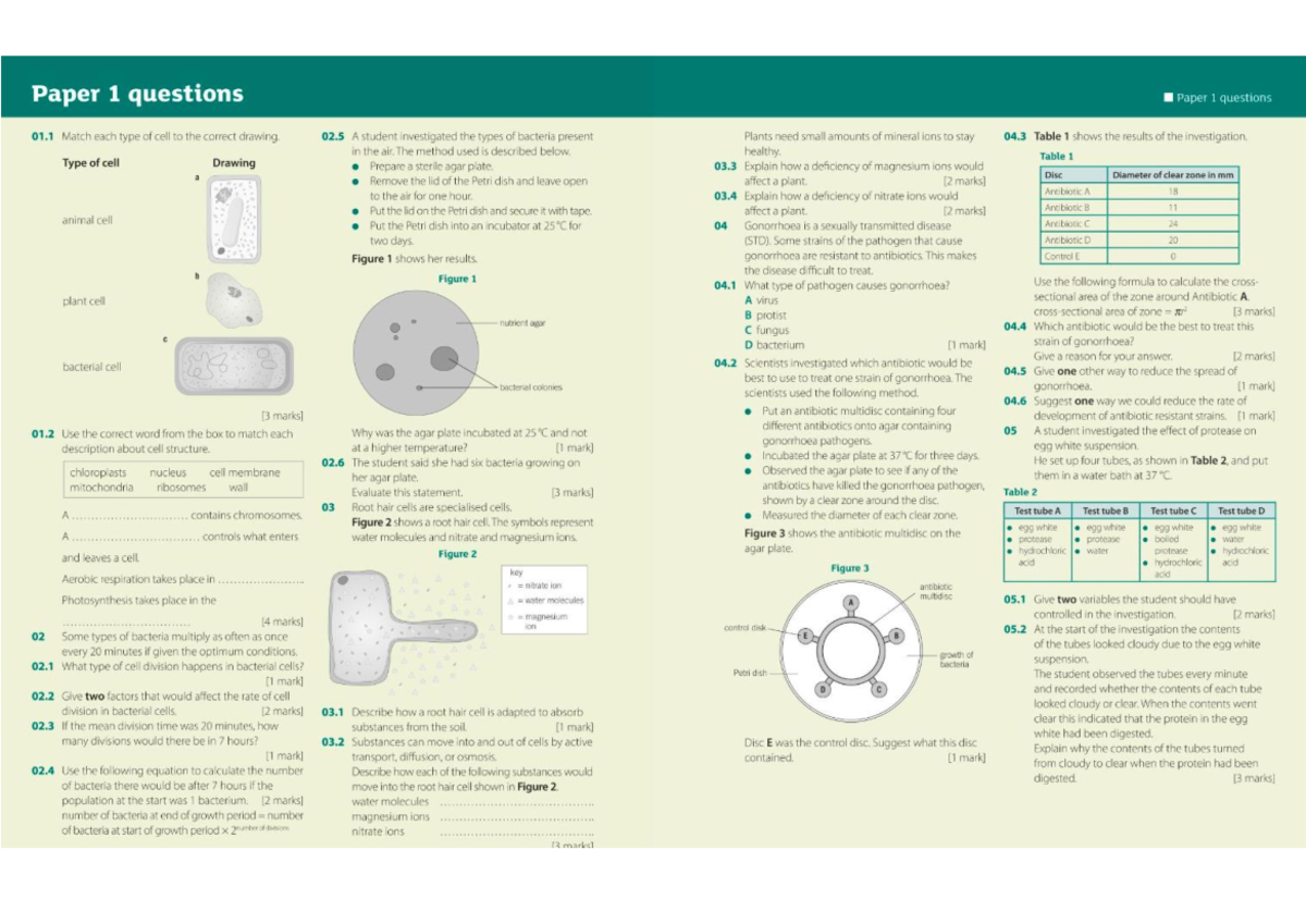GCSE AQA Biology Paper 1: Practice Questions and Answers - Studocu
