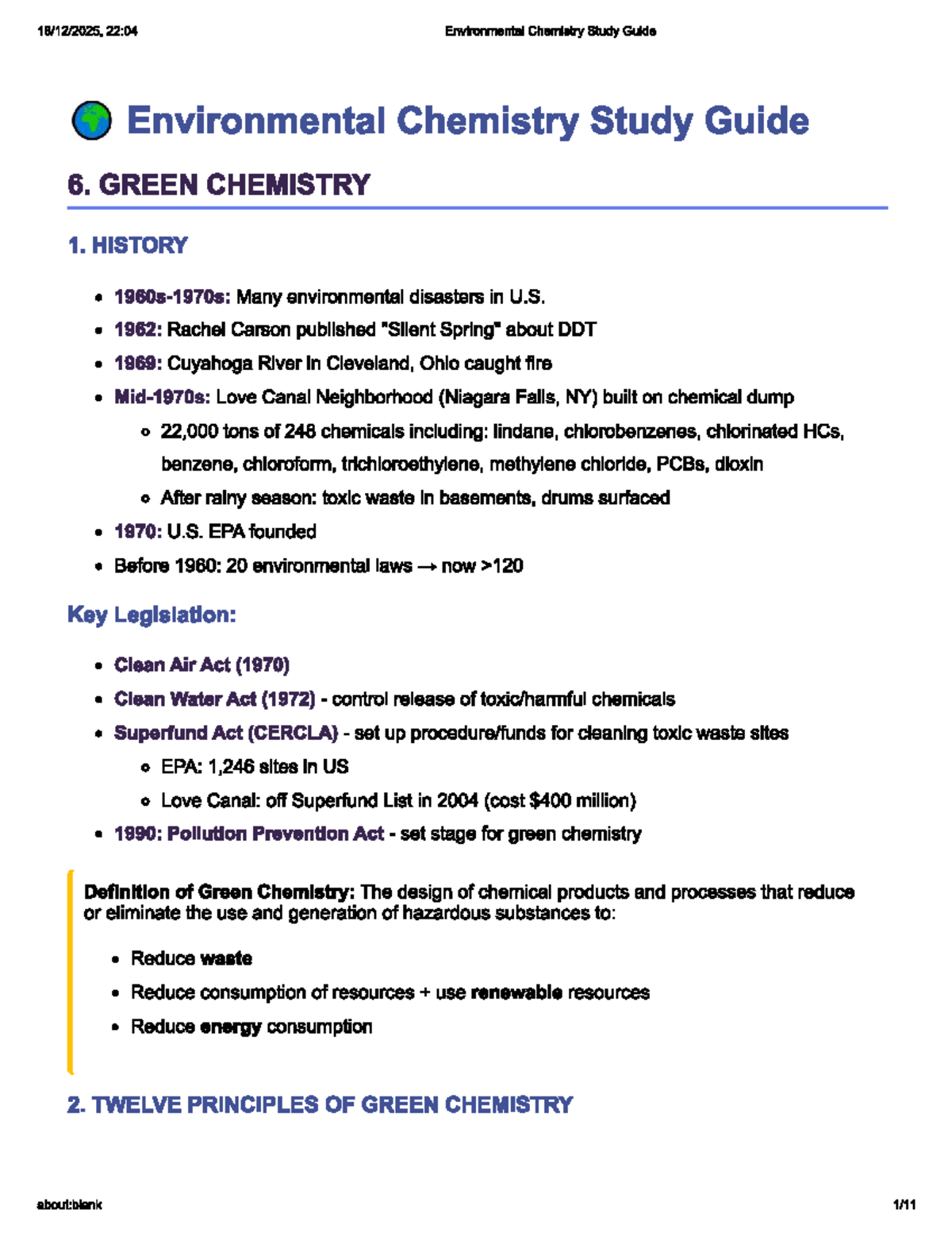 22:04 Environmental Chemistry Final Exam Study Guide - Studocu