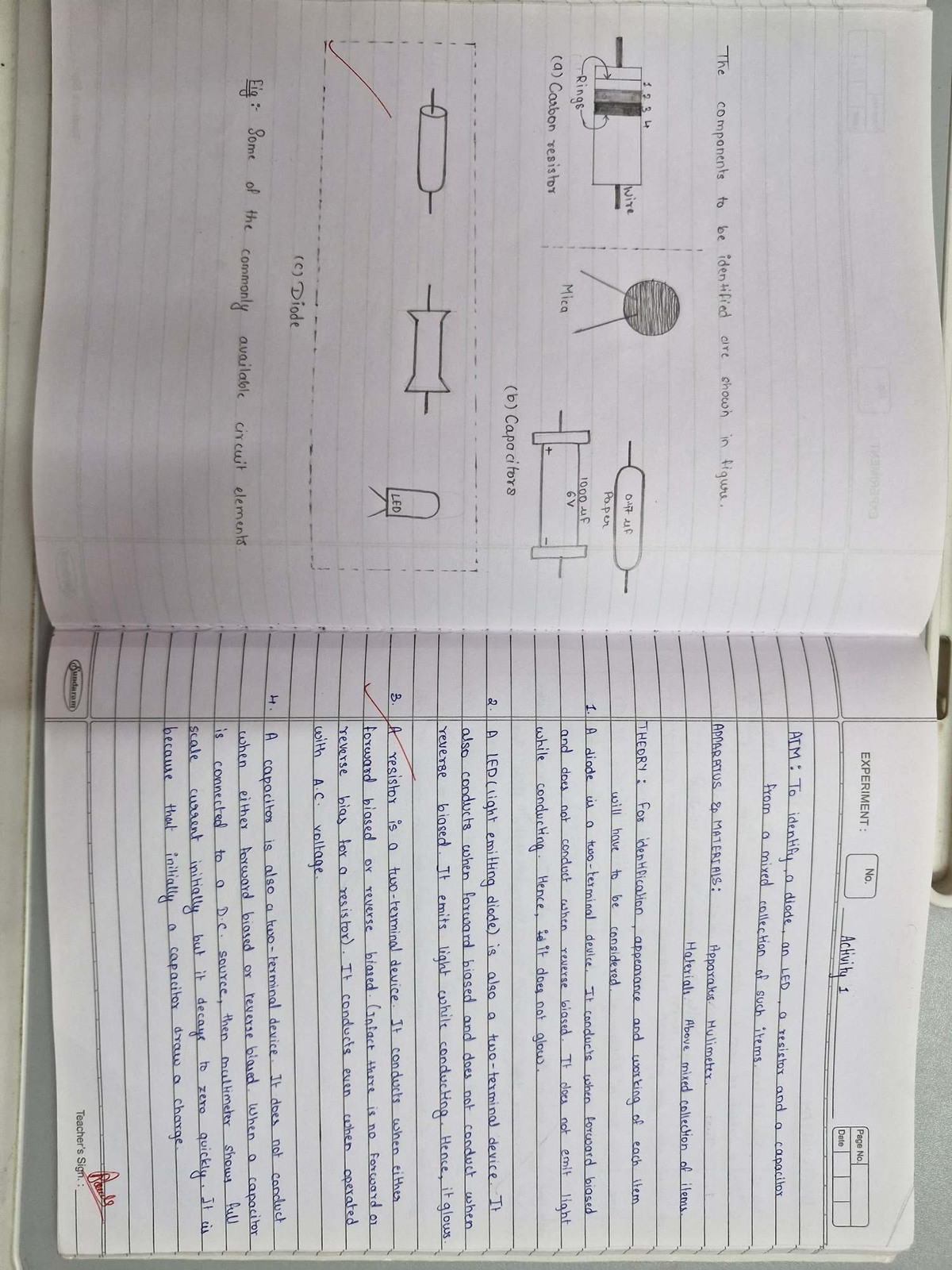 Experiment: Identification of Diodes, LEDs, Resistors & Capacitors (PHY ...