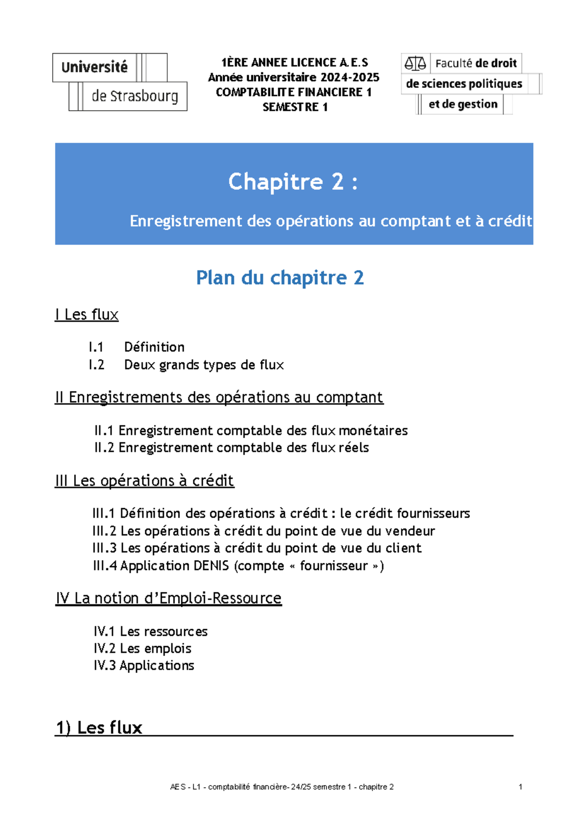 Chapitre 2 : Enregistrement des Opérations Comptables - AES L1 Semestre ...