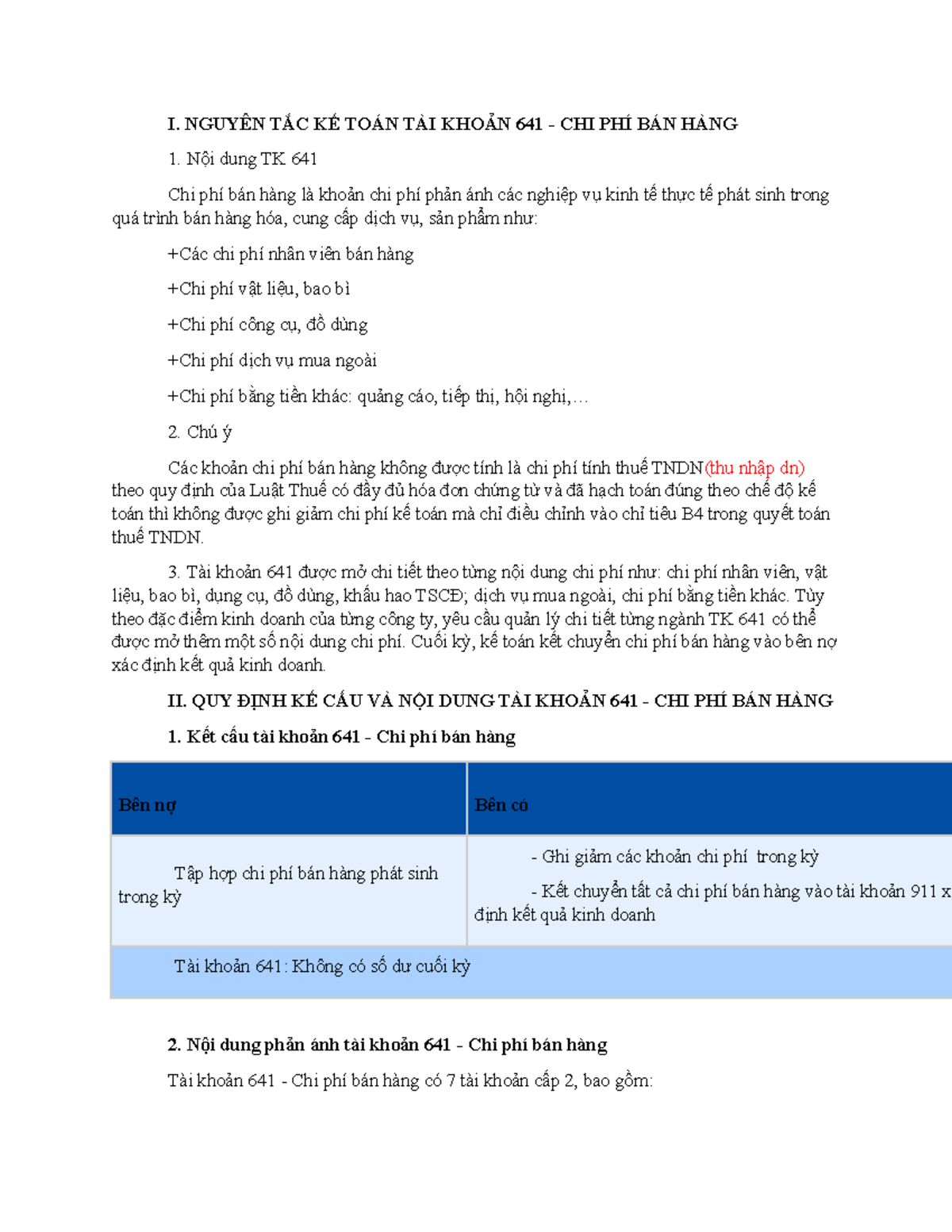 Nguyên Tắc Kế Toán Tài Khoản 641, 642 - Chi Phí Bán Hàng & Quản Lý ...