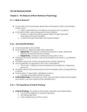 Psy100H1 - U of T - Introductory Psychology - Studocu