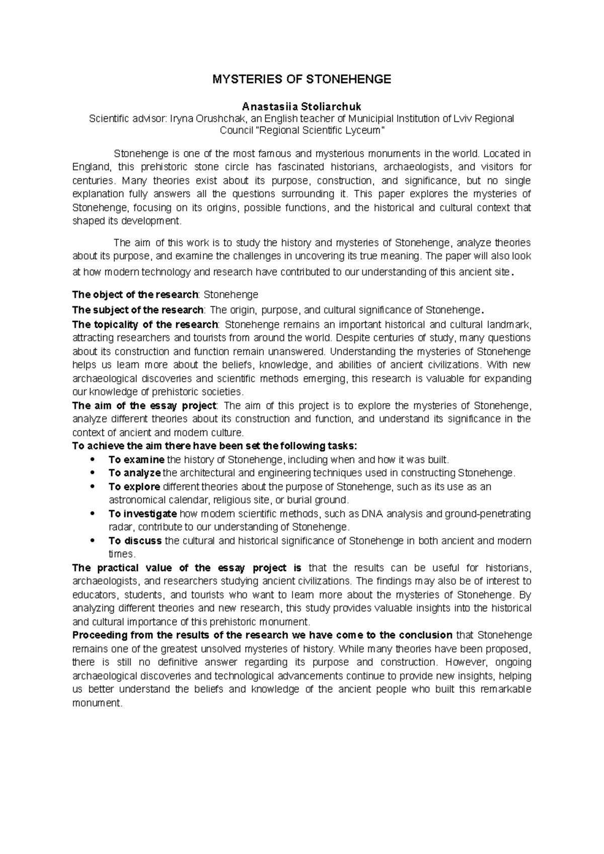 Exploring the Mysteries of Stonehenge: A Comprehensive Study - Studocu