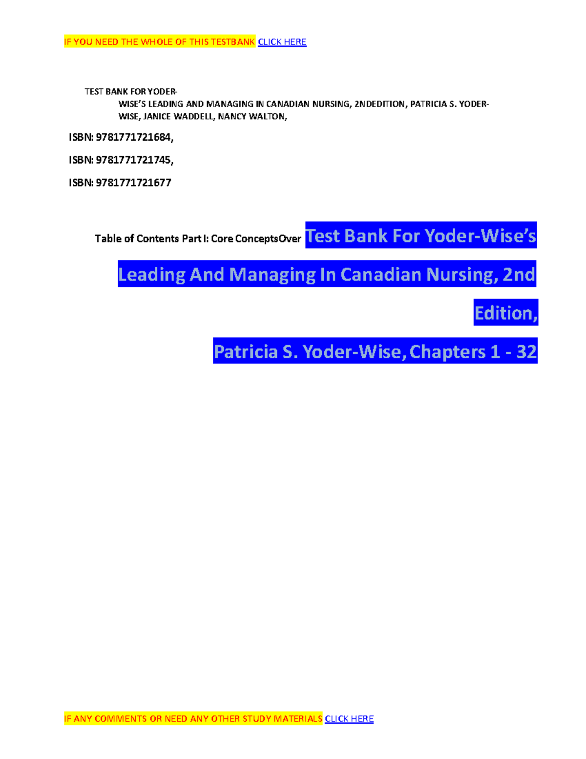 Test bank for yoder wise s leading and managing in canadian nursing 2nd ...