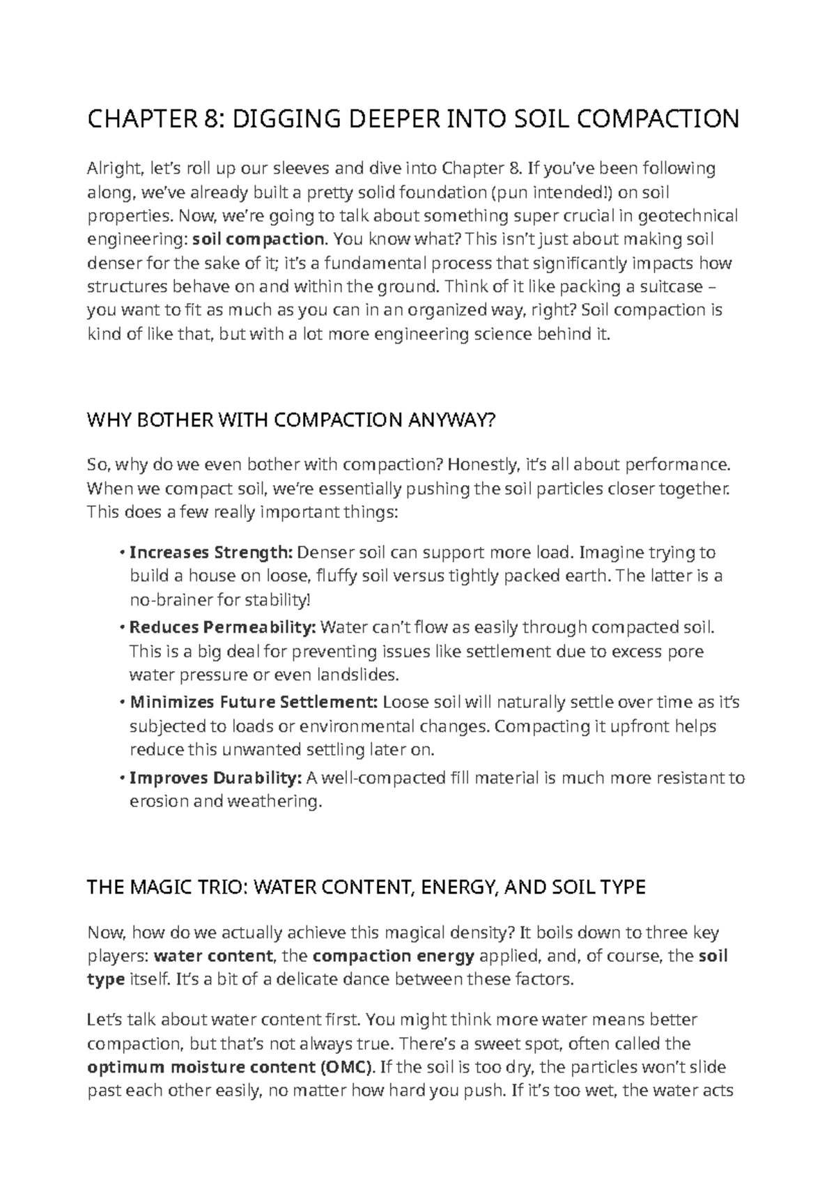 Geotech Eng CH8: In-Depth Review of Soil Compaction Techniques - Studocu