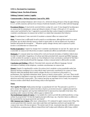 Case List - Criminal Law 1L Case Notes brief description - Rule of ...