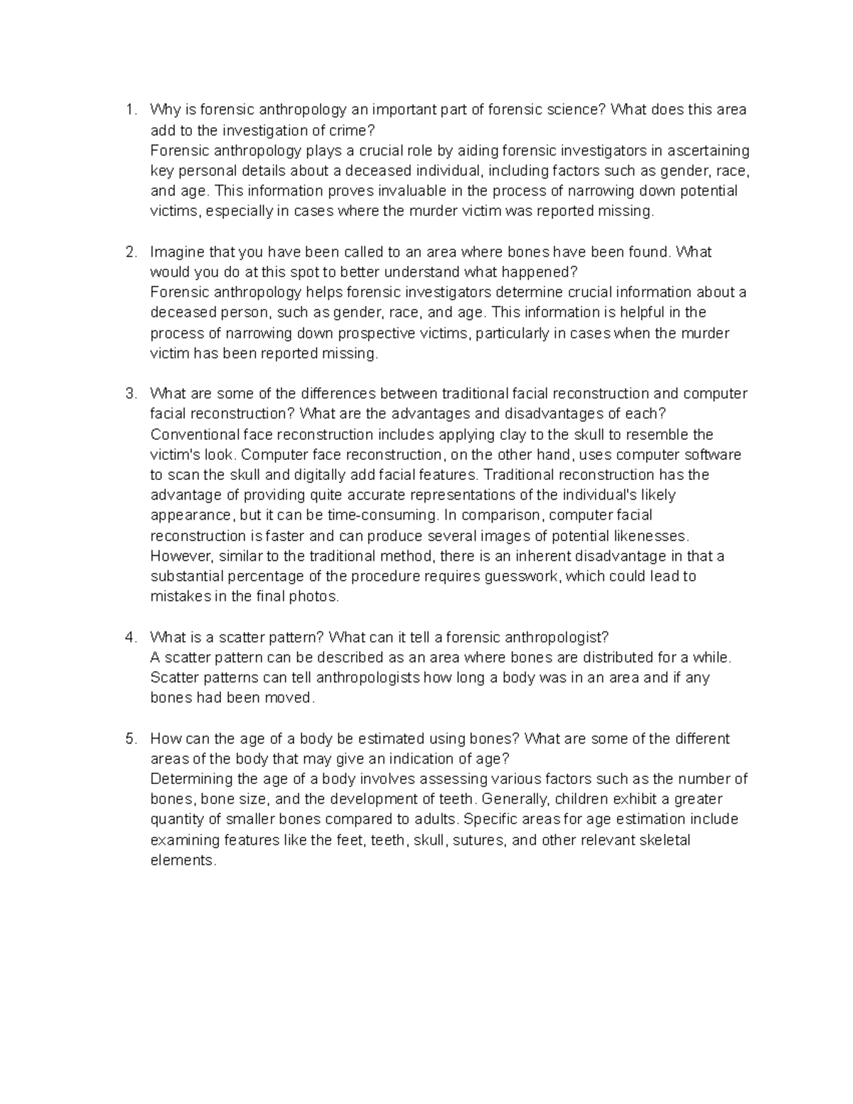 Forensic Science Unit 6 - Critical Thinking Qs & Insights - Studocu