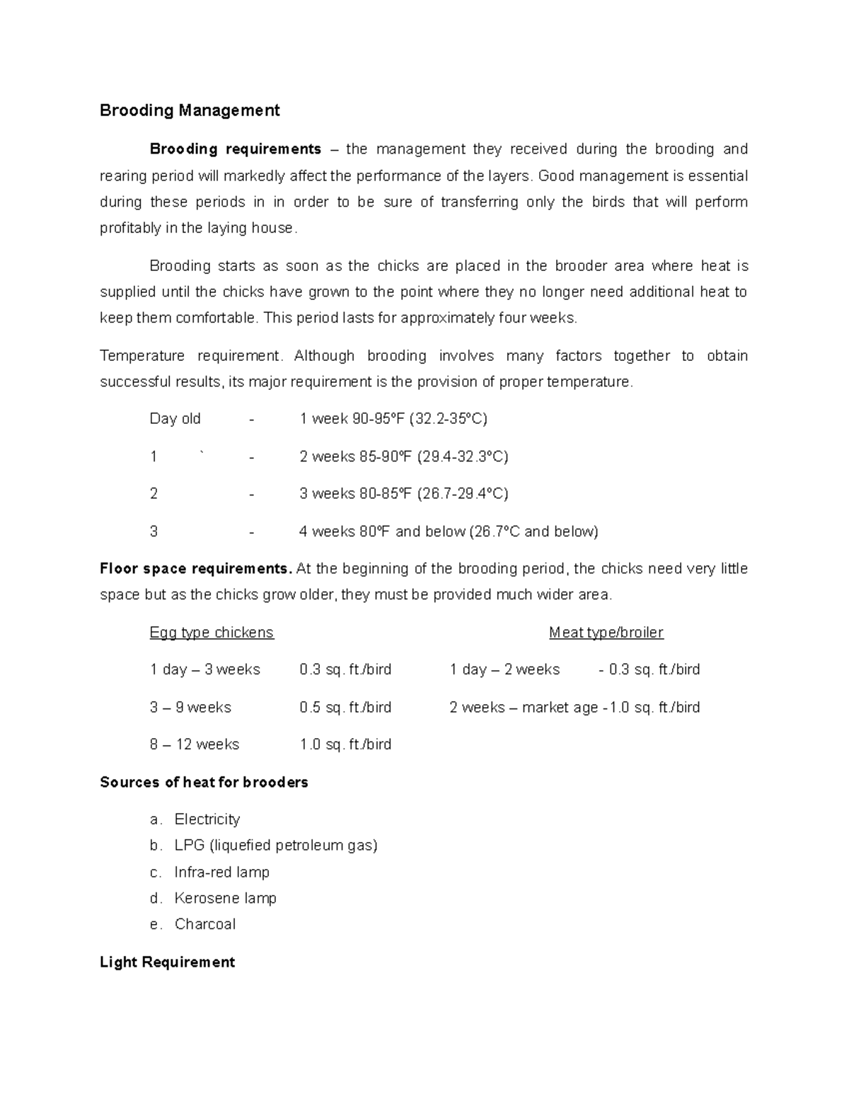 Brooding Management for Optimal Layer Performance: Key Factors - Studocu