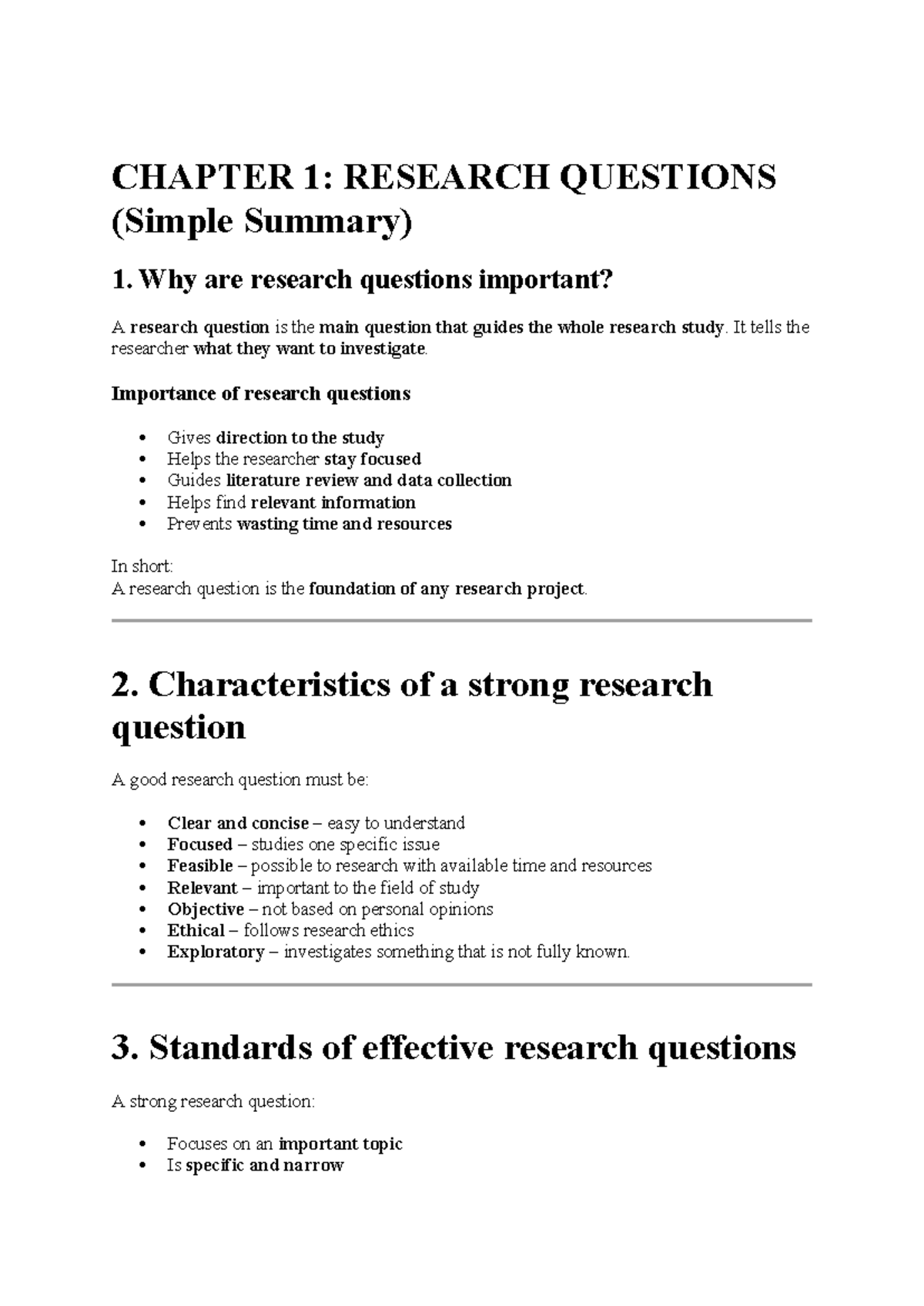 Summary of Research Questions and Qualitative Research (SPVV300) - Studocu