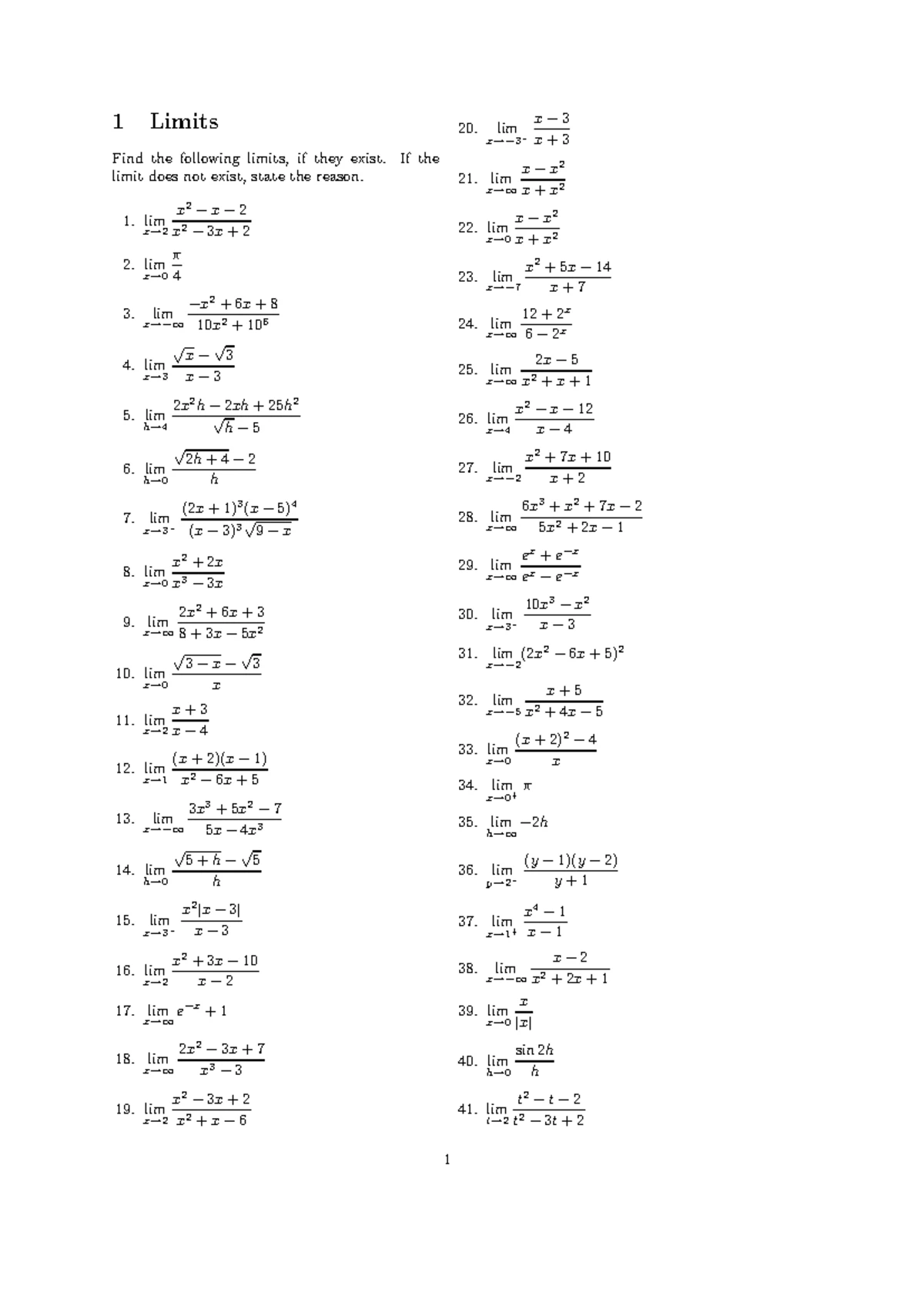 Final Exam Practice: Calculus I (201-103-DW) Fall 2019 - Studocu