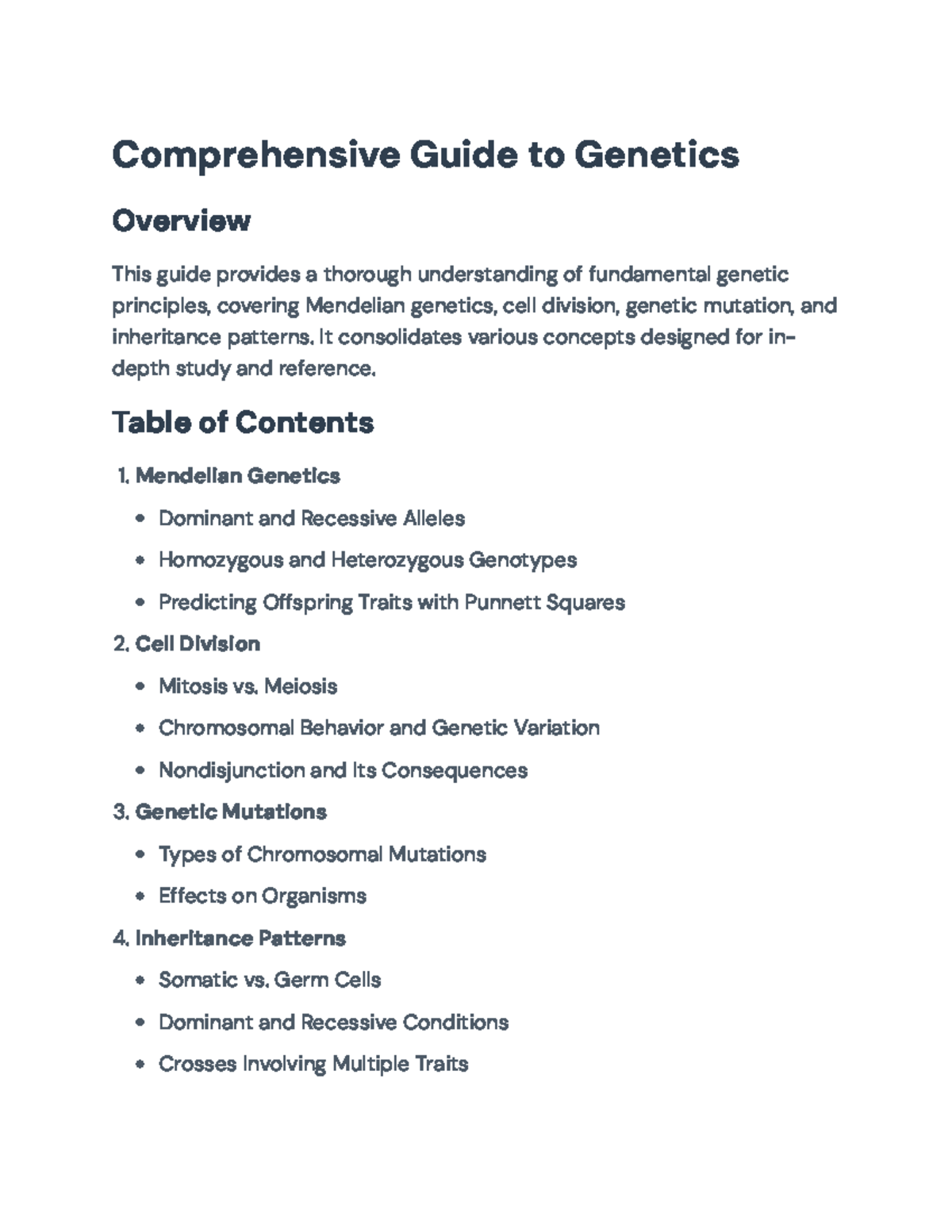 Genetics 101: Comprehensive Guide to Principles & Inheritance Patterns - Studocu
