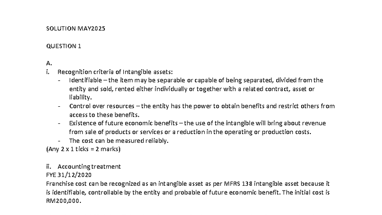 MAY2025 FAR320 TEST SS: Intangible Assets & Impairment Analysis - Studocu