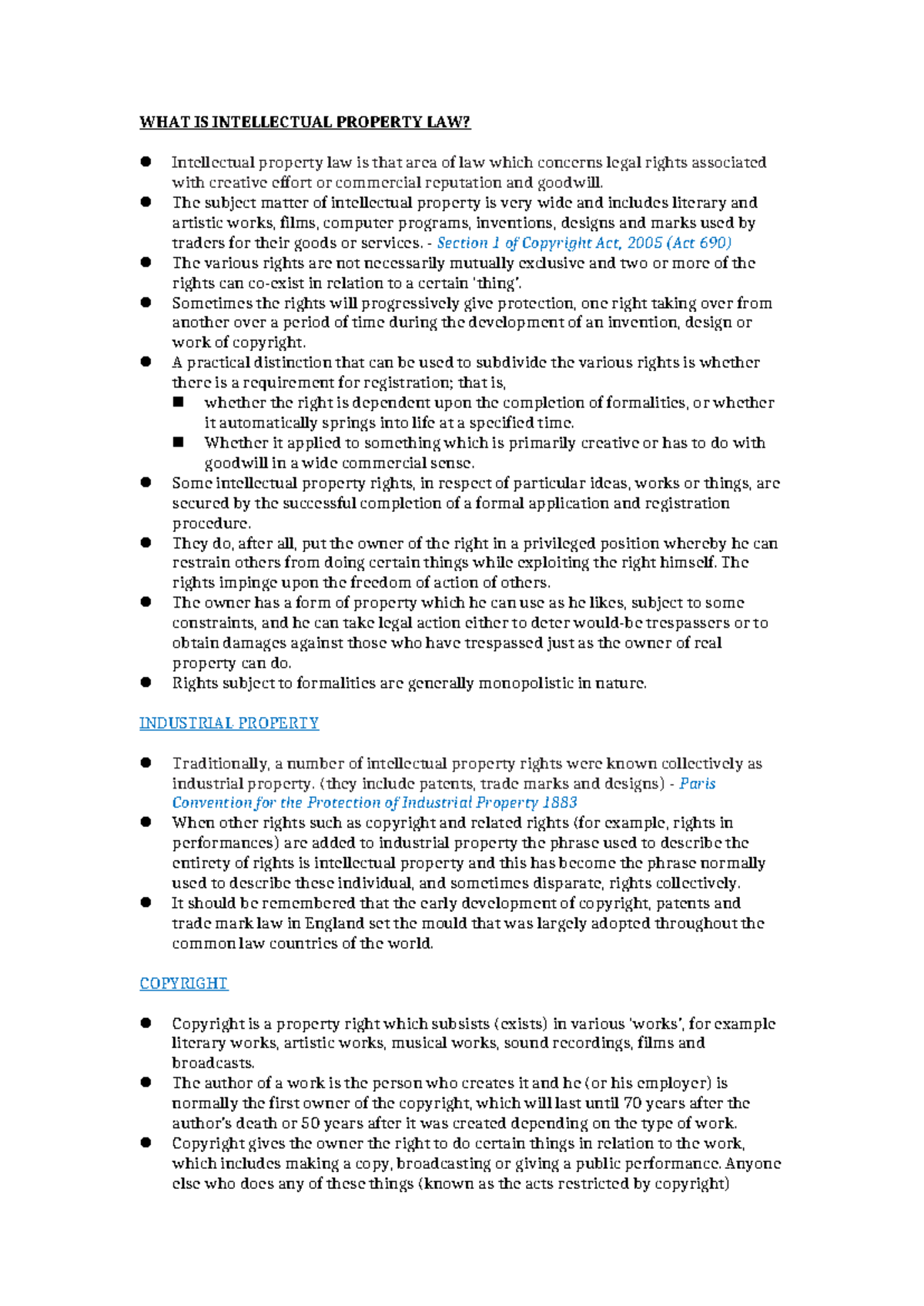 Intellectual Property Law Overview: Key Concepts and Rights - Studocu