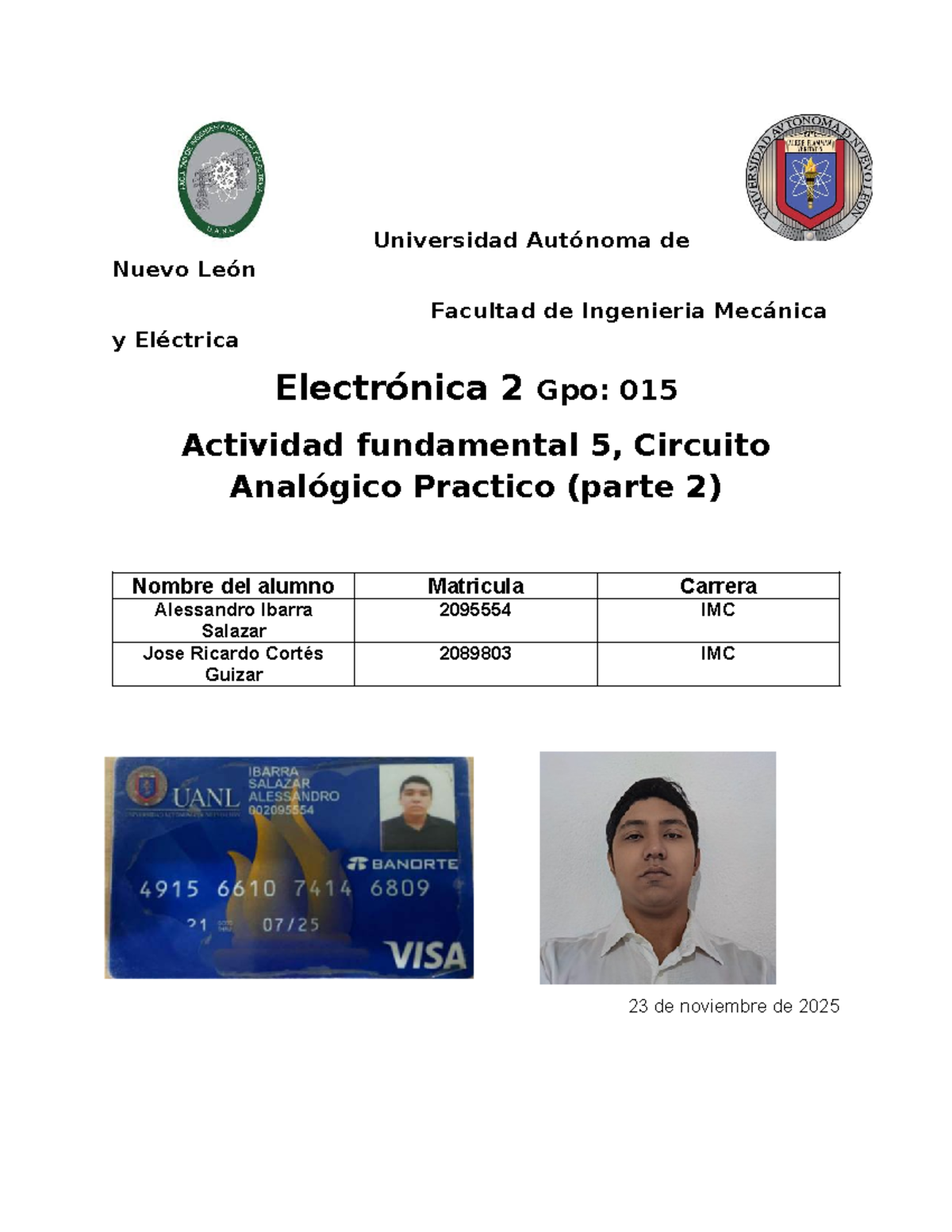 A5 Electrónica 2: Circuito Analógico Práctico y Comparadores - Studocu