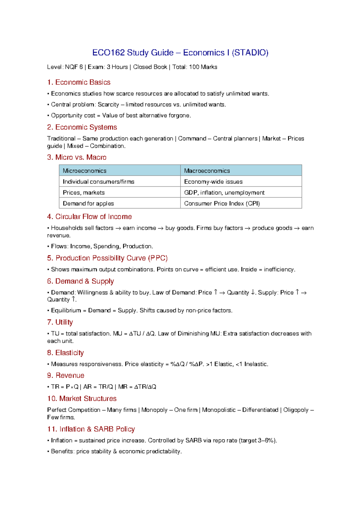 ECO162 Study Guide: Economics I Overview and Key Concepts - Studocu