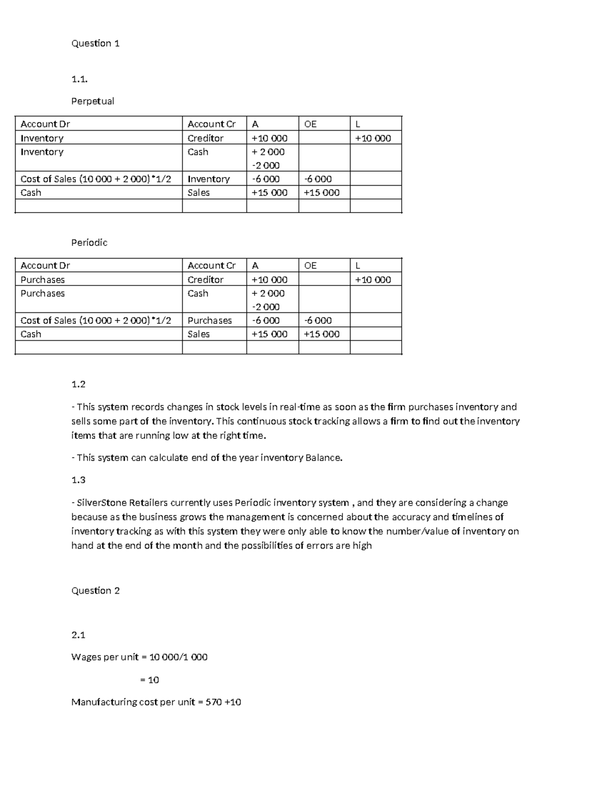 Depreciation on assets and disposals - Question 1 1. Perpetual Account ...