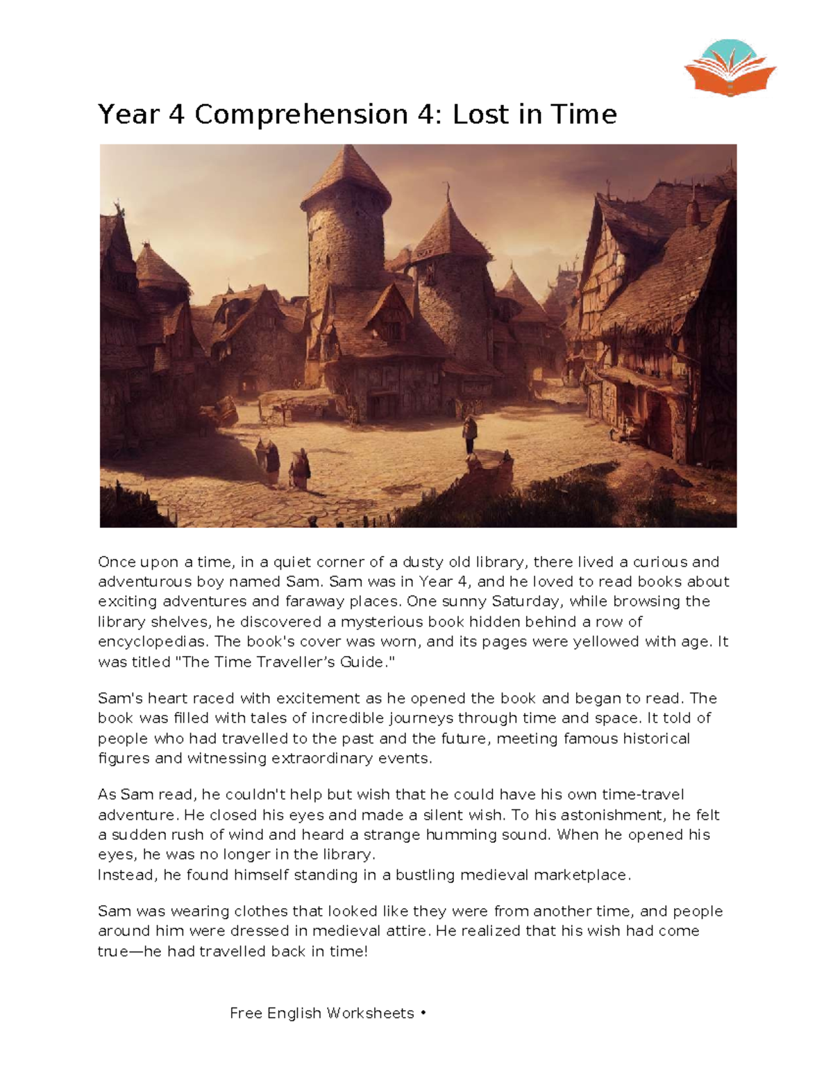 Year 4 Comprehension Worksheet 4: Lost in Time Adventure - Studocu