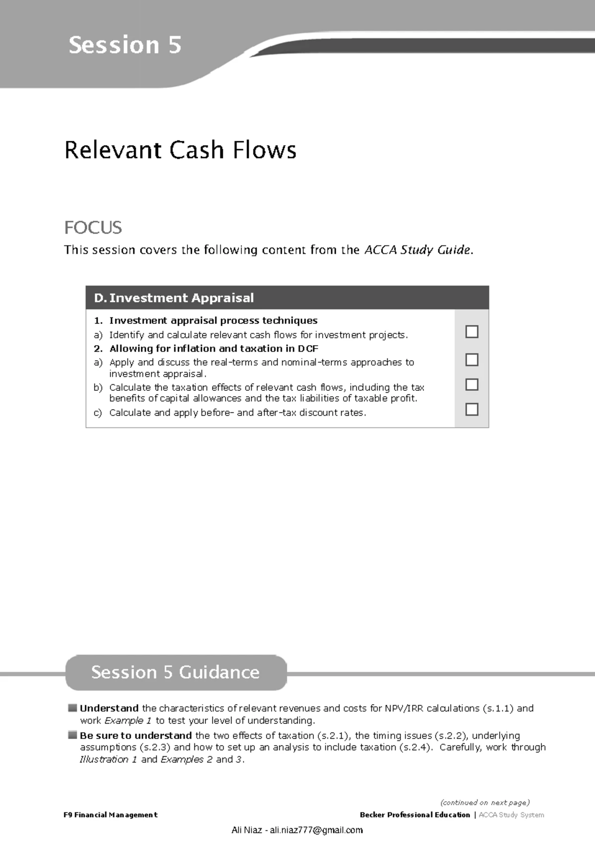ACCA FM Exam Formula Sheet: Key Financial Management Concepts - Studocu