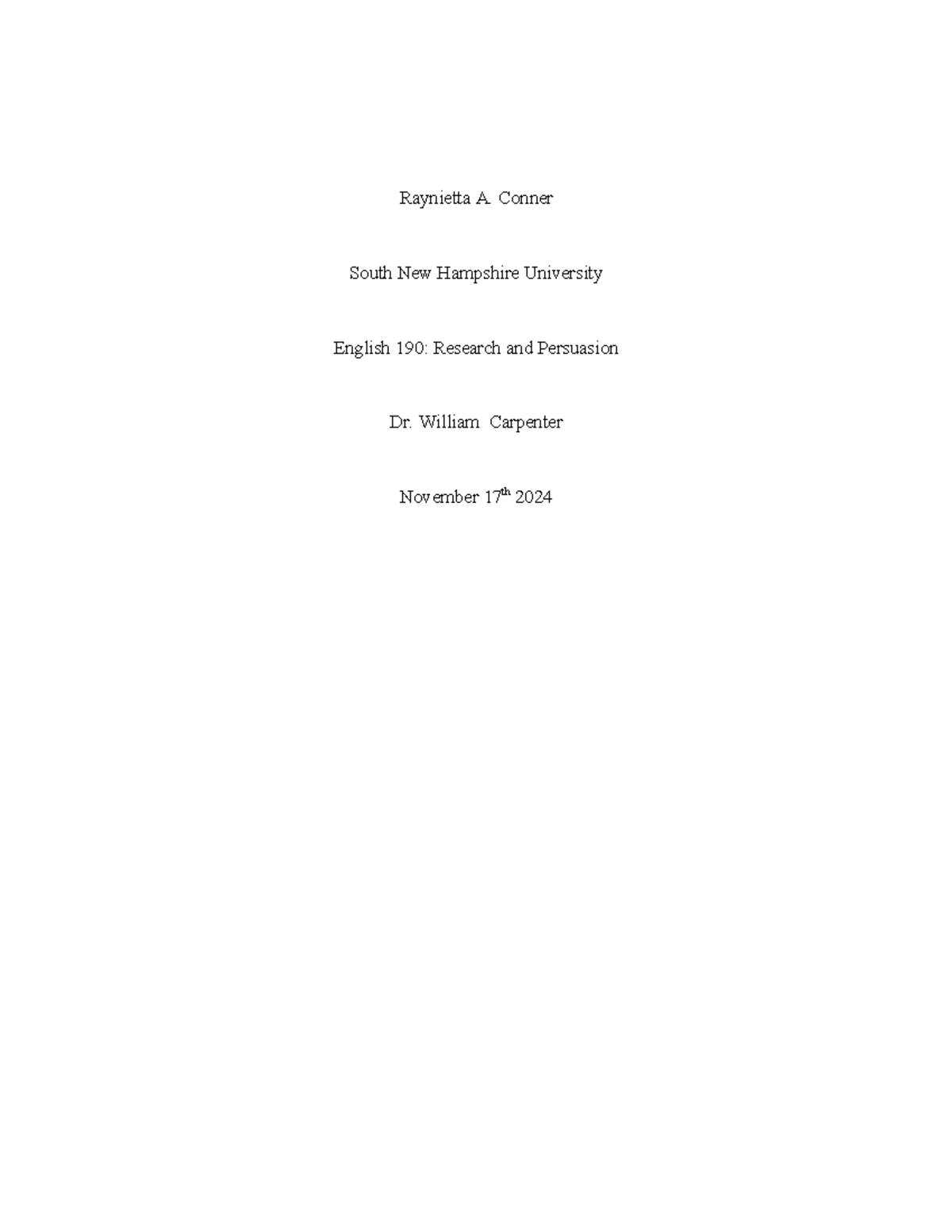 Module 3 rough draft - Raynietta A. Conner South New Hampshire ...