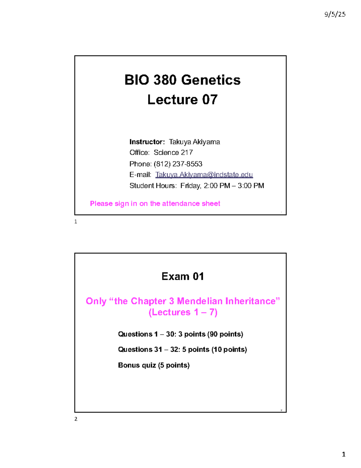 BIO 380 Genetics: Lecture 07 - Chi Square Test & Mendelian Concepts ...