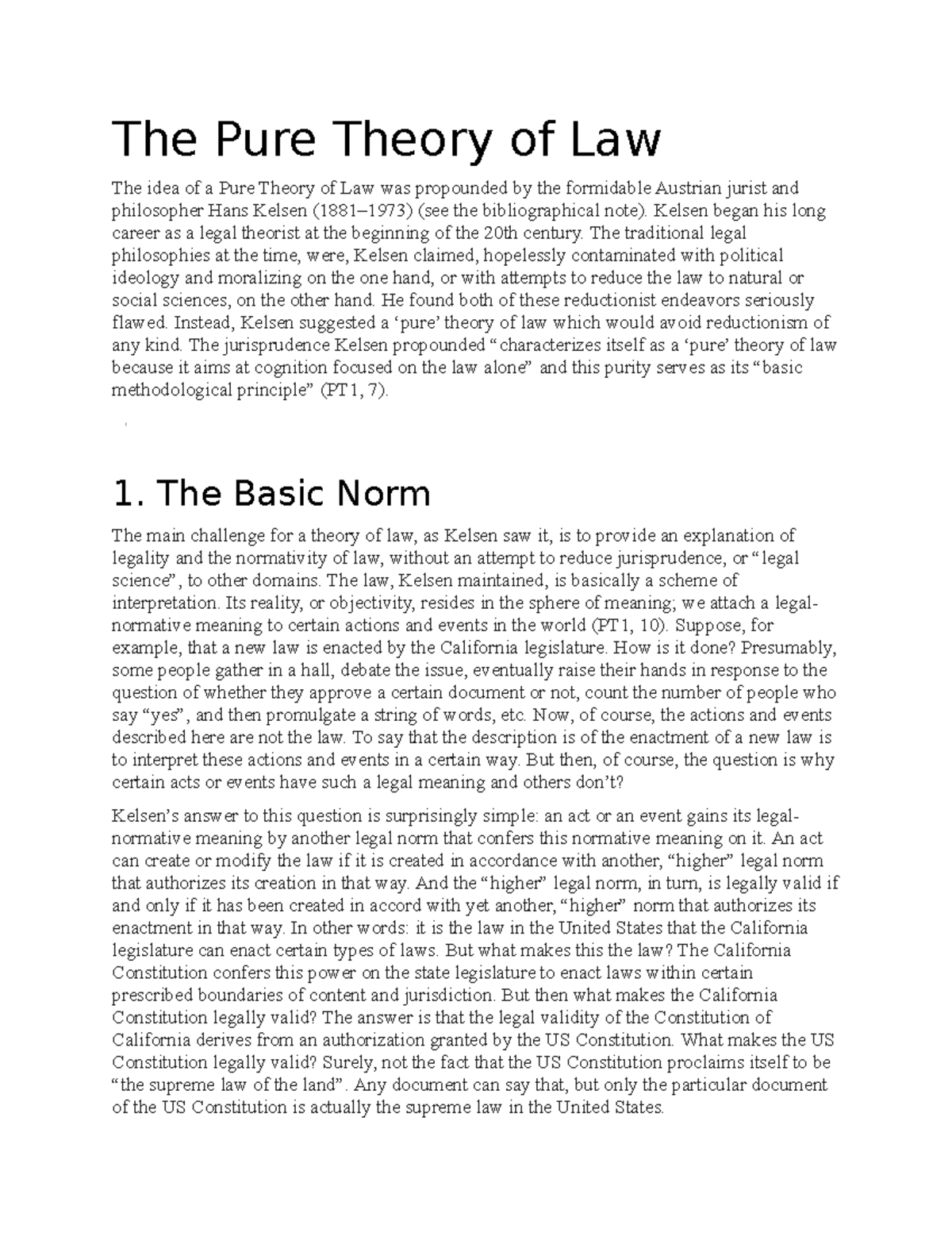 Kelsen's Pure Theory of Law: Key Concepts and Basic Norm Explained ...